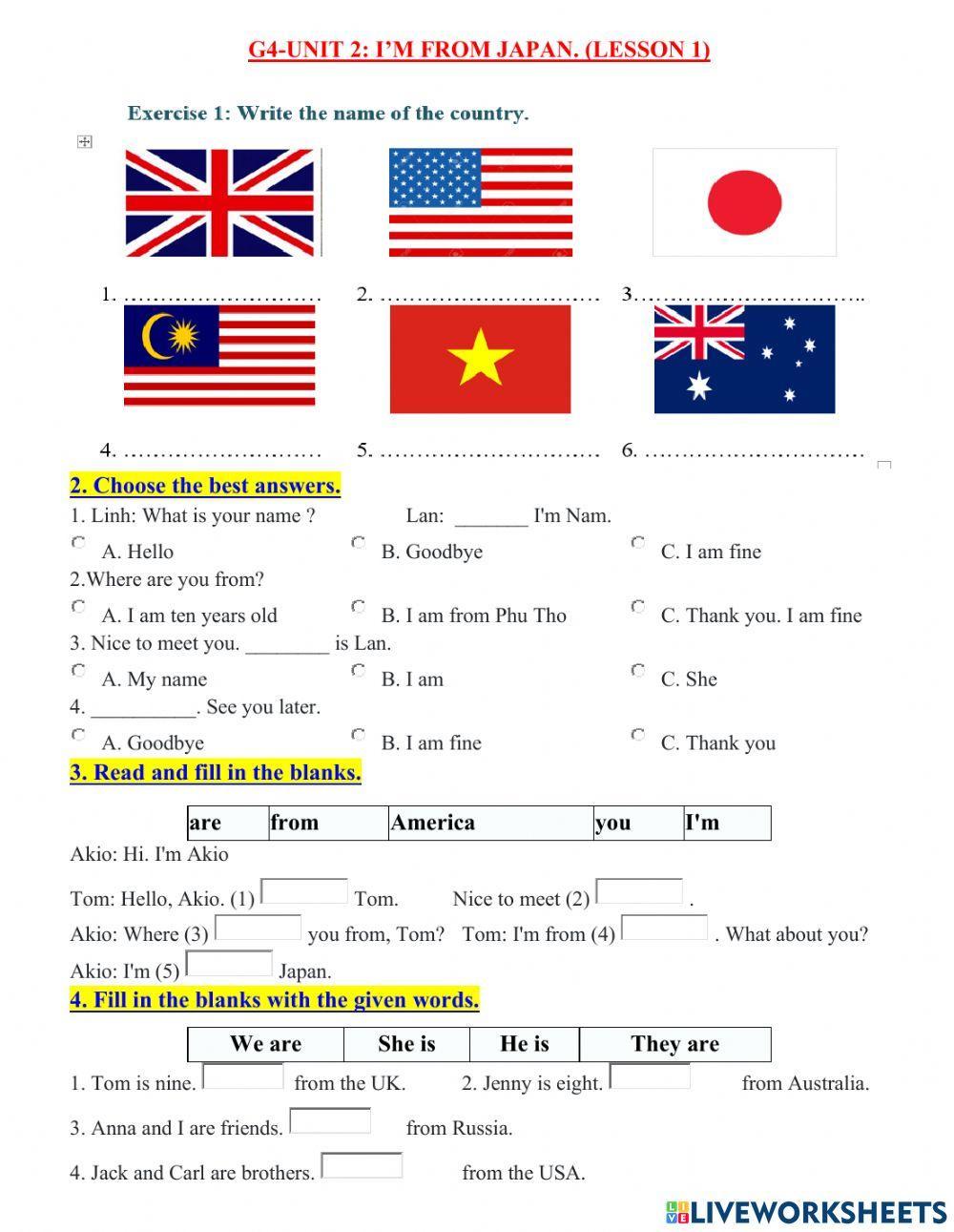G4-u2 lesson 1 worksheet | Live Worksheets
