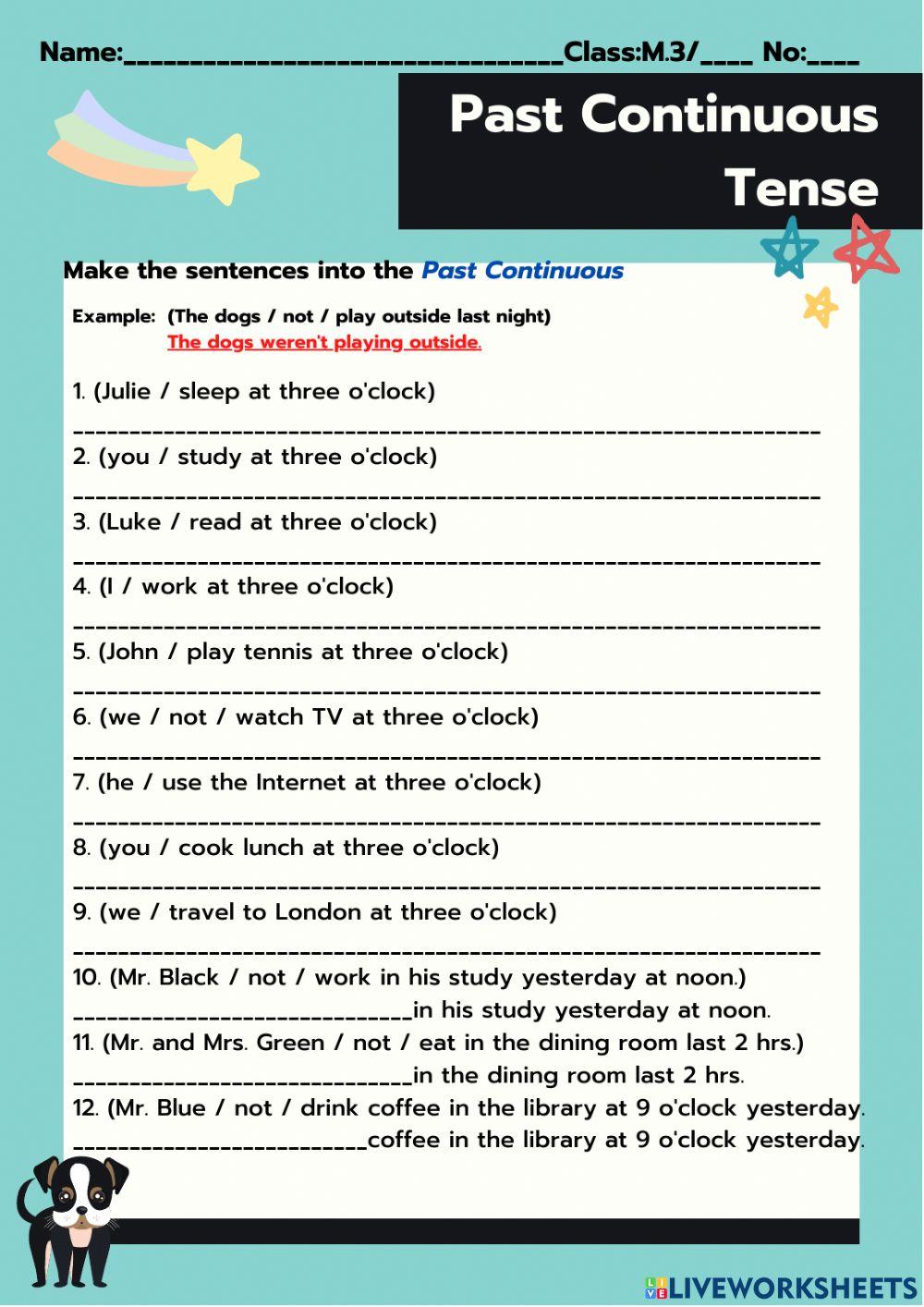 Past Continuous online exercise for 9 | Live Worksheets