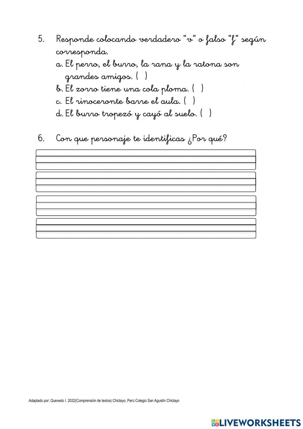 Comprensión lectora -r - rr- worksheet | Live Worksheets