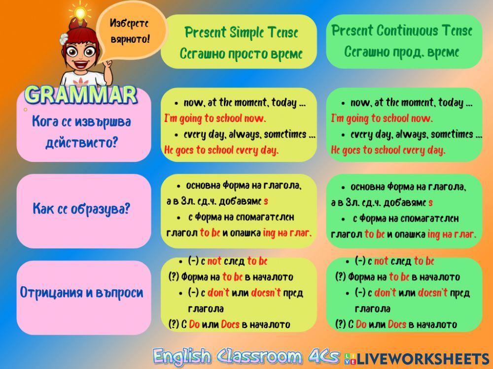 Grammar spot - Present S and Present C. worksheet | Live Worksheets