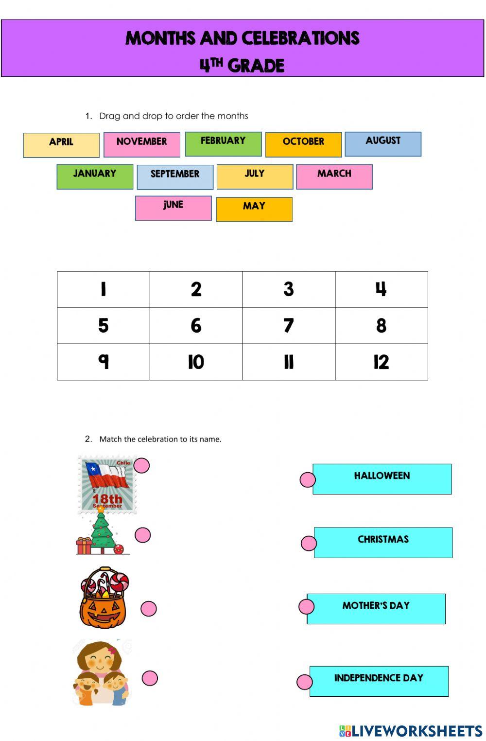 Months evaluation worksheet | Live Worksheets