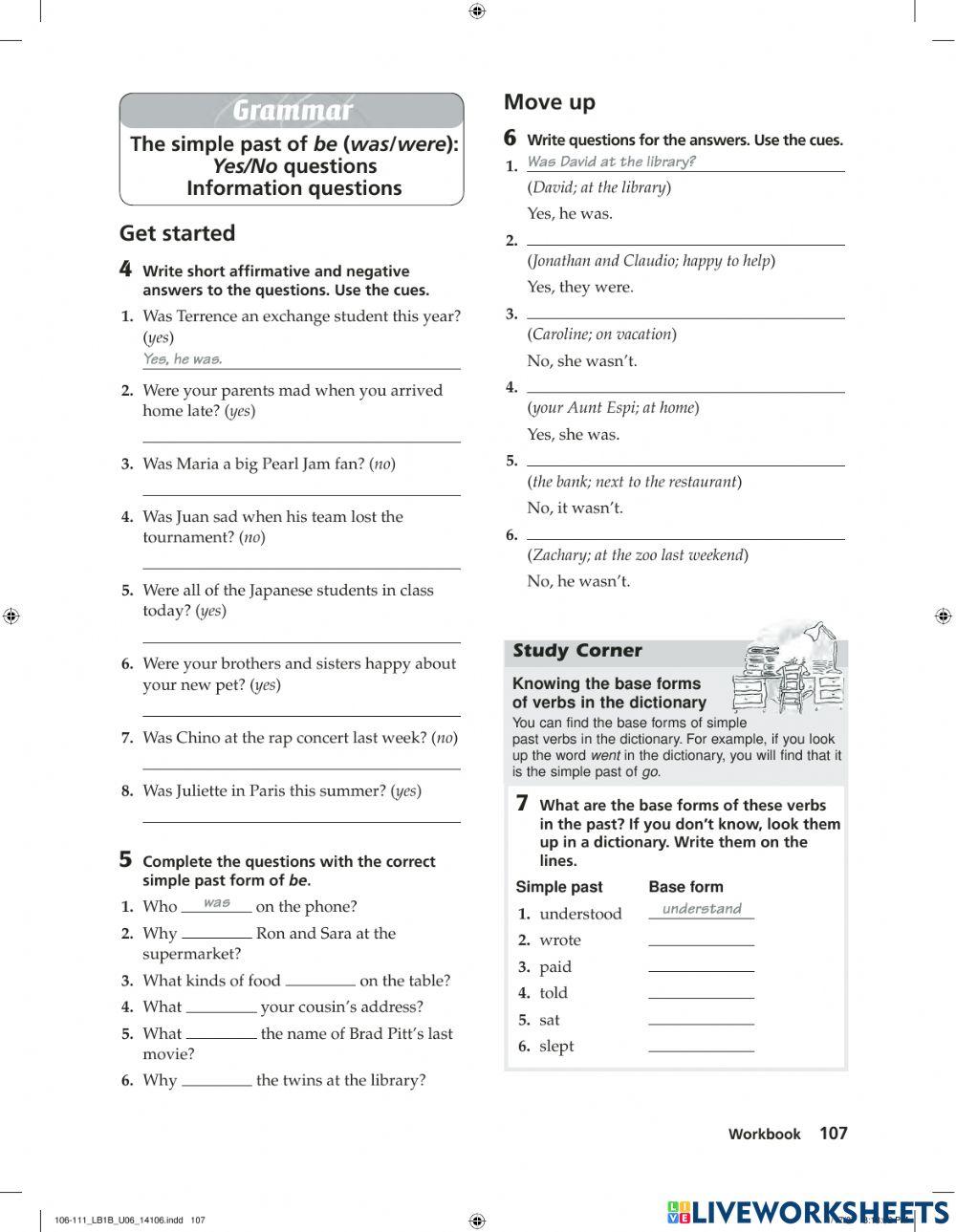 THE SIMPLE PAST OF BE: (WAS-WERE): YES-NO QUESTIONS