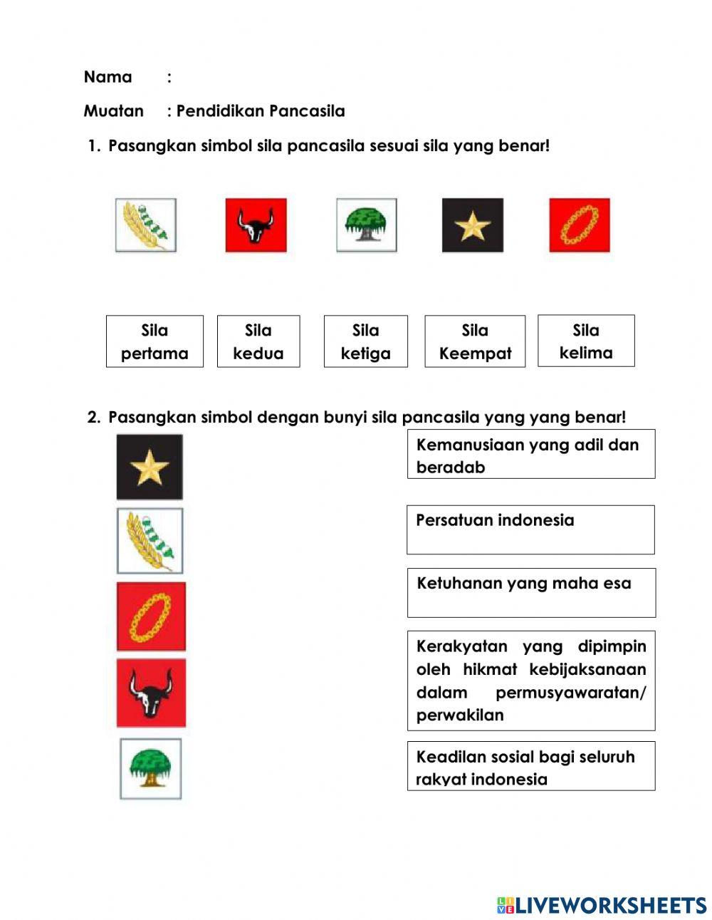 Lkpd Materi Simbol Dan Bunyi Sila Pancasila Kelas 1 Worksheet Th ...