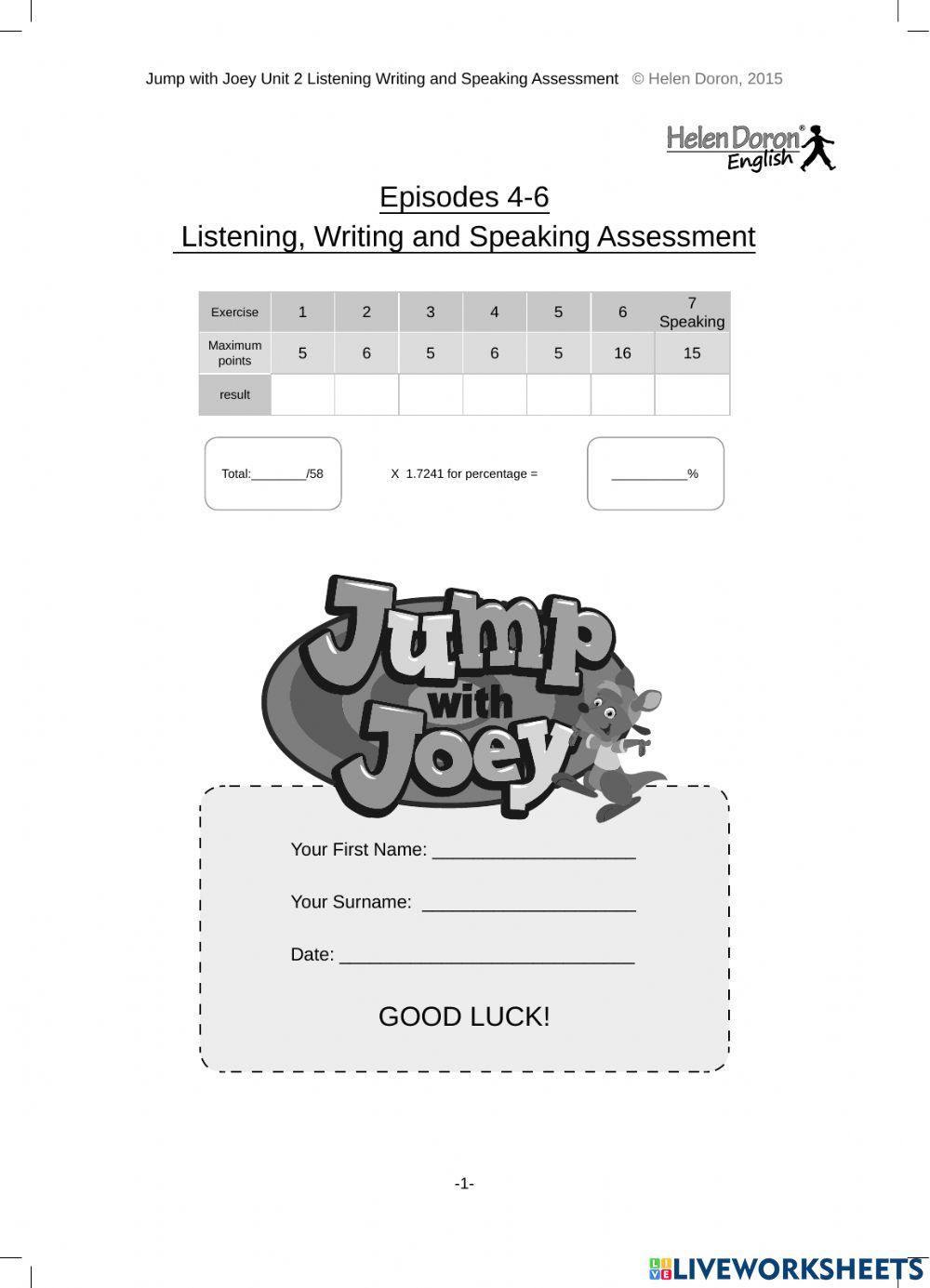 JWJ Assessment … | Free Interactive Worksheets | 5353608