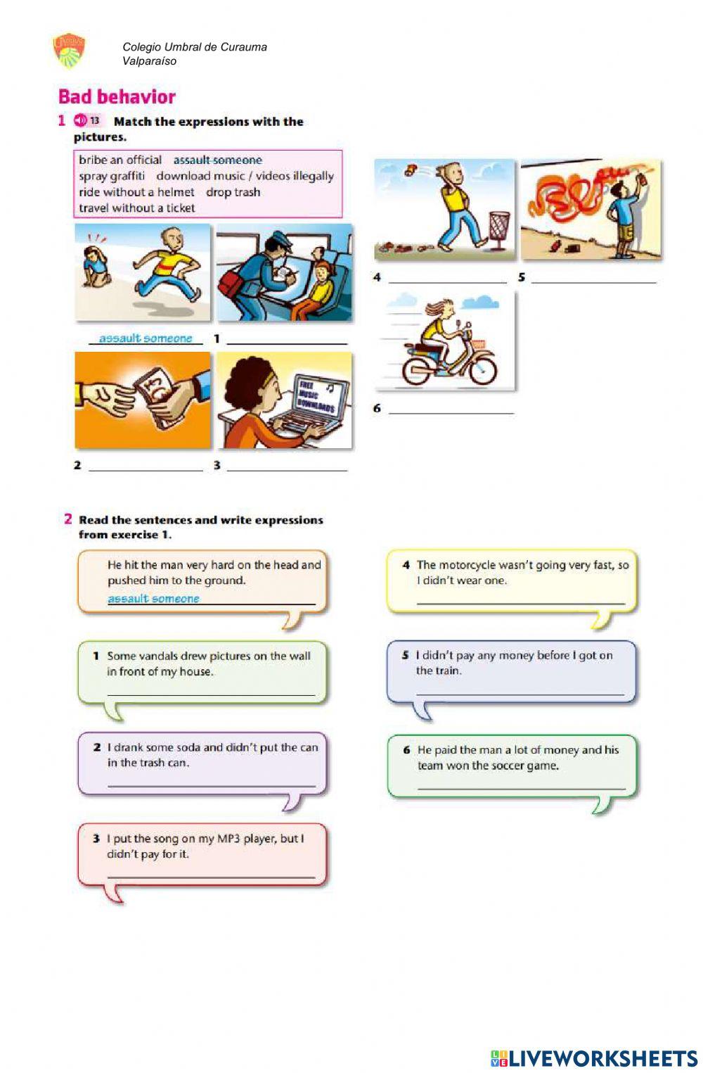 Vocabulary -Bad Behavior- Unit 5 0113 | MissJaviera98