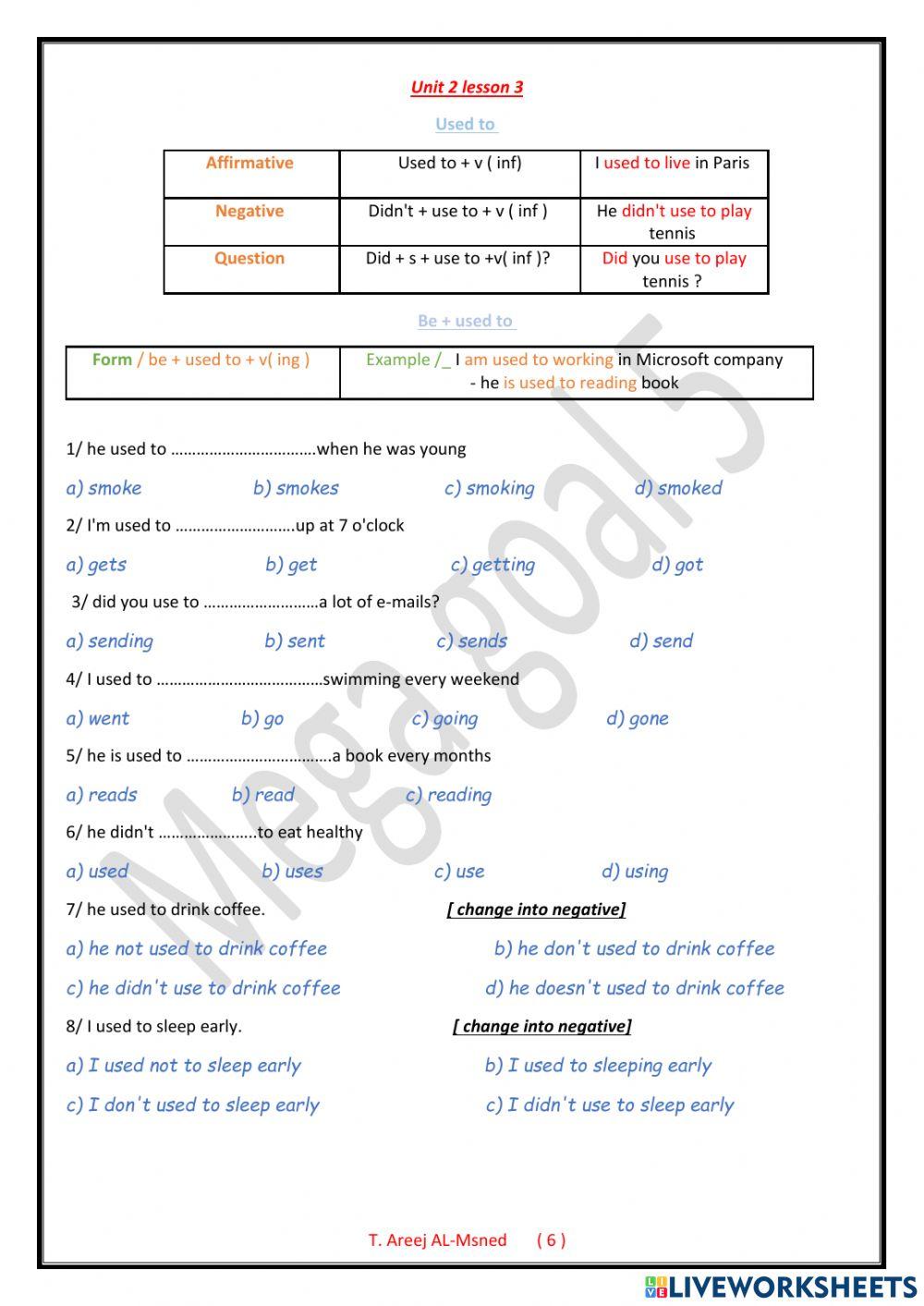 Mega goal 5 - u… | Free Interactive Worksheets | 2138018