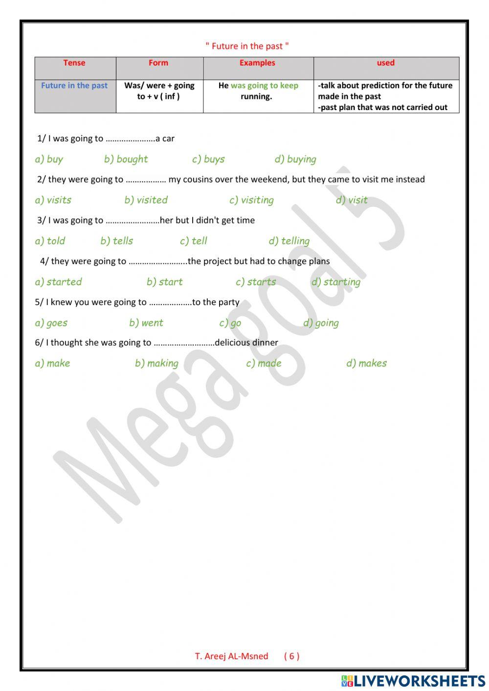 Mega goal 5 - u… | Free Interactive Worksheets | 2138018