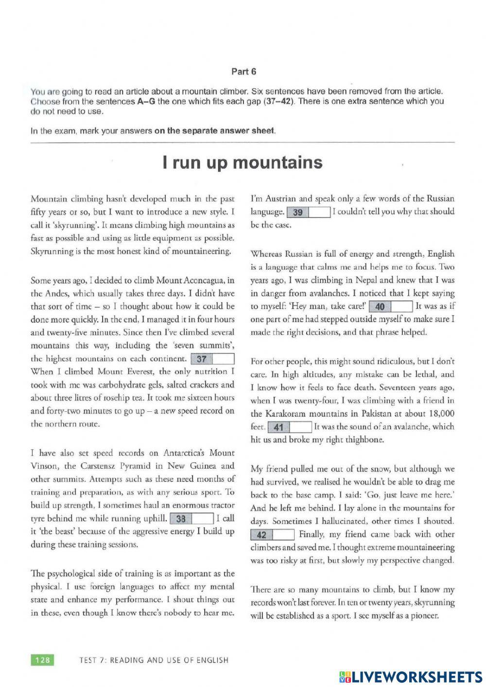 Roc10_Billa | FCE Practice test 2138547 | LiveWorksheets