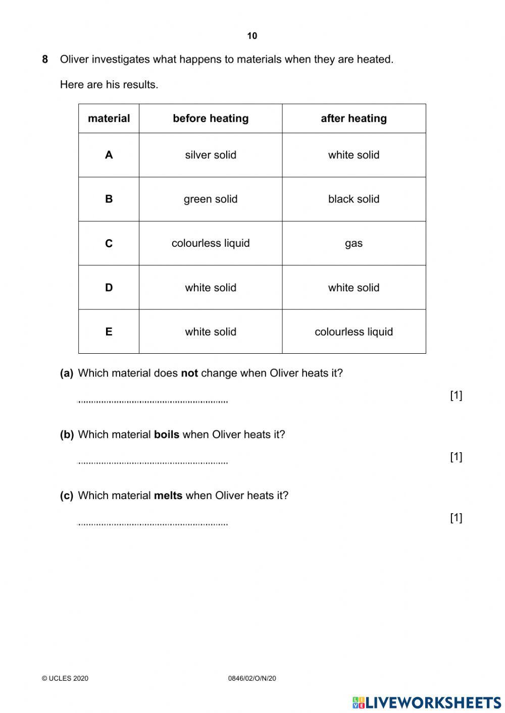 Science test paper 2138596 | Najihah Zainuddin | Live