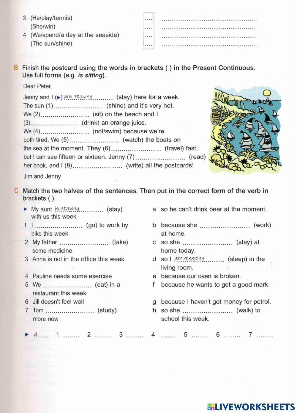 Basic Grammar-5 Present Continuous worksheet | Live Worksheets