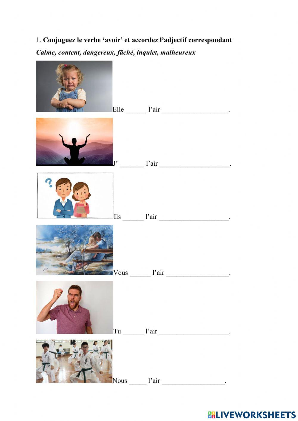 Avoir l'air | Free Interactive Worksheets | 2138969