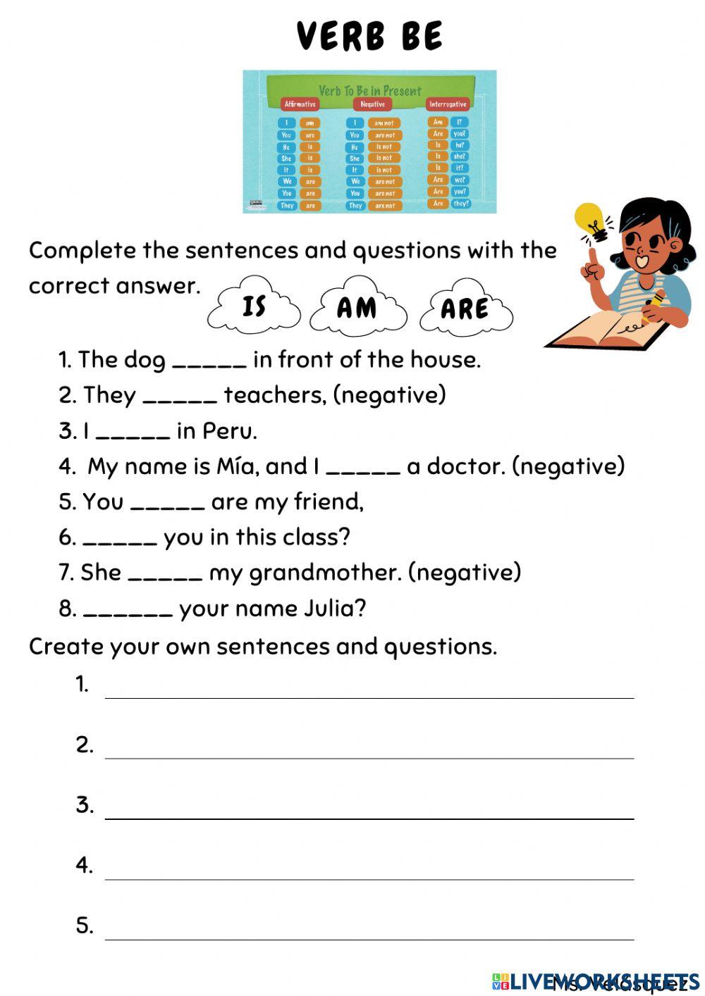 Verb be 2139076 | Alejandra Velásquez | Live Worksheets