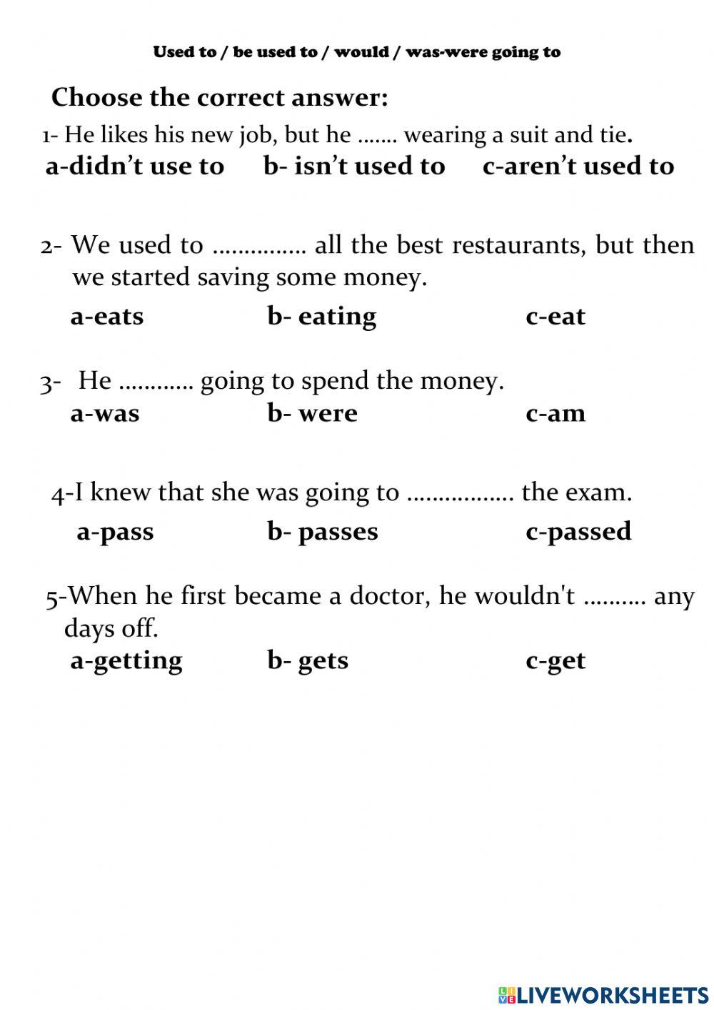 used to - be us… | Free Interactive Worksheets | 2429673