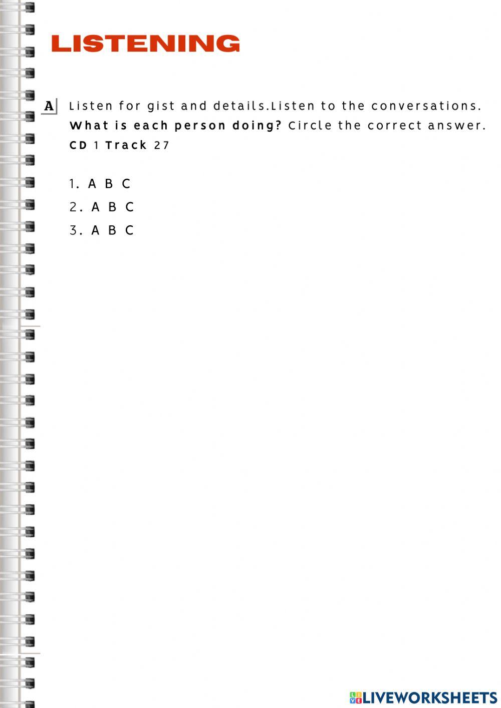 Present Continuous Listening online worksheet | Live Worksheets