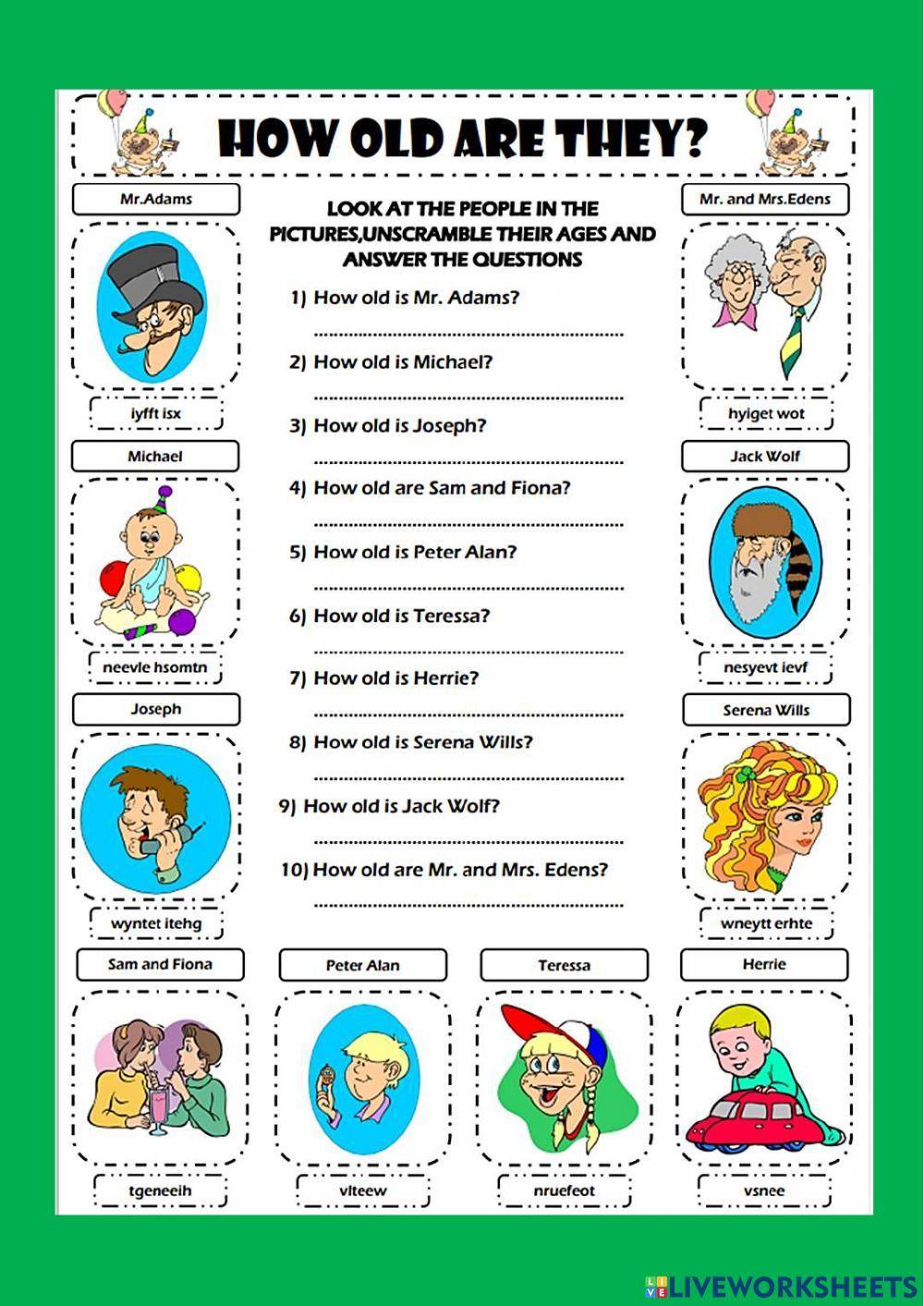 How old are they activity | Live Worksheets