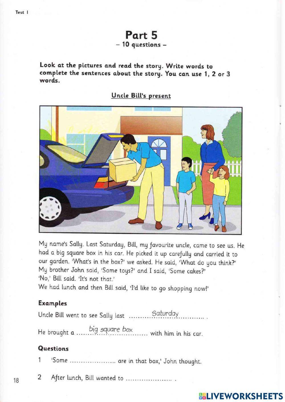 Reading test | Free Interactive Worksheets | 2139479