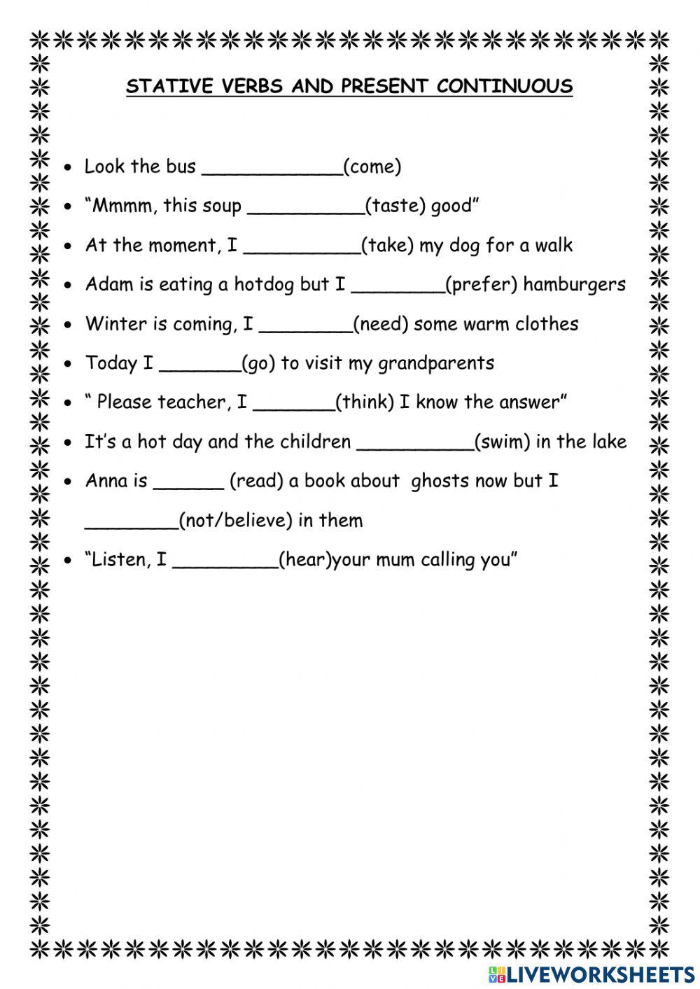 Active and stative verbs 6899817 | Julia | Live