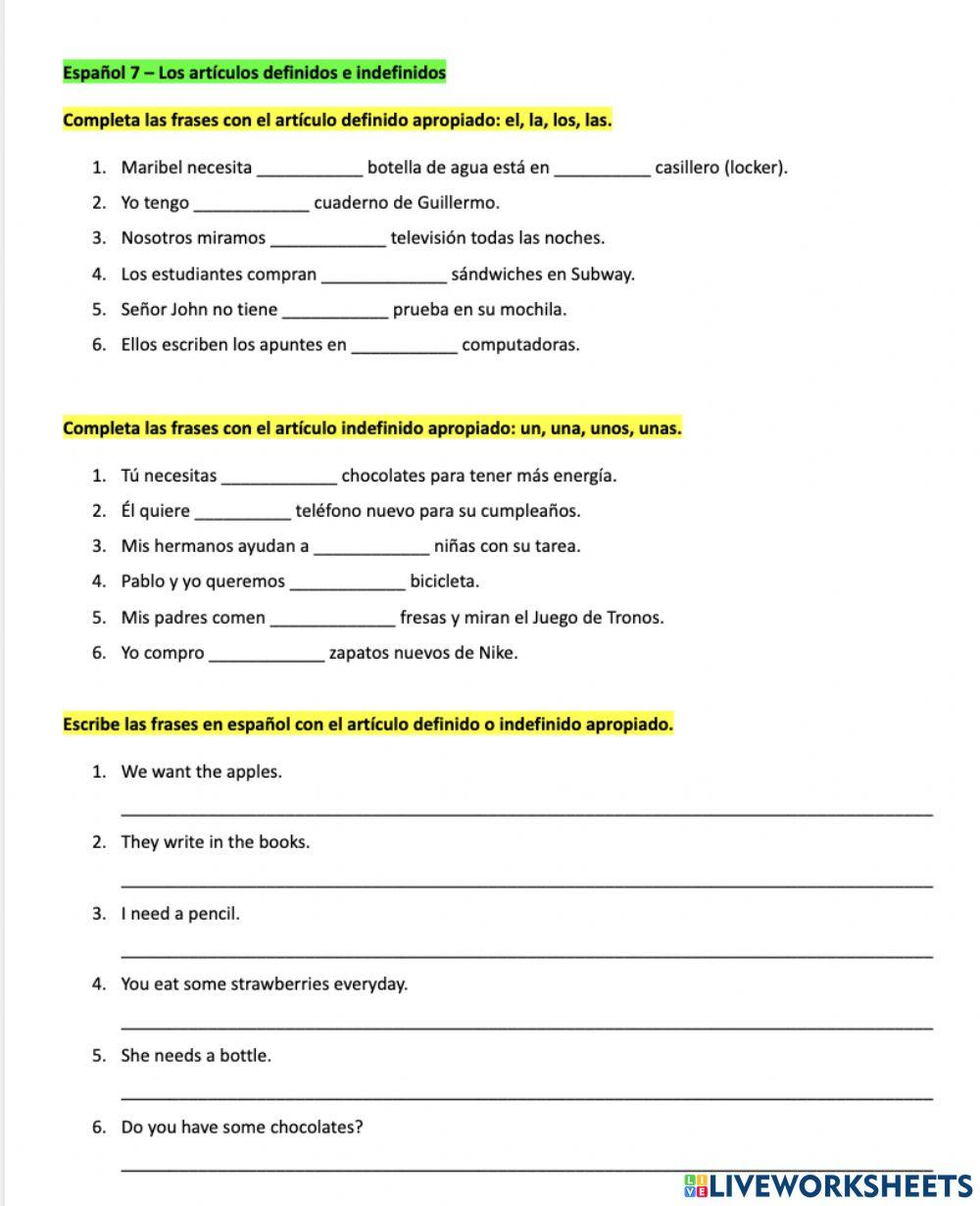 Determinantes online activity for 7-8 | Live Worksheets