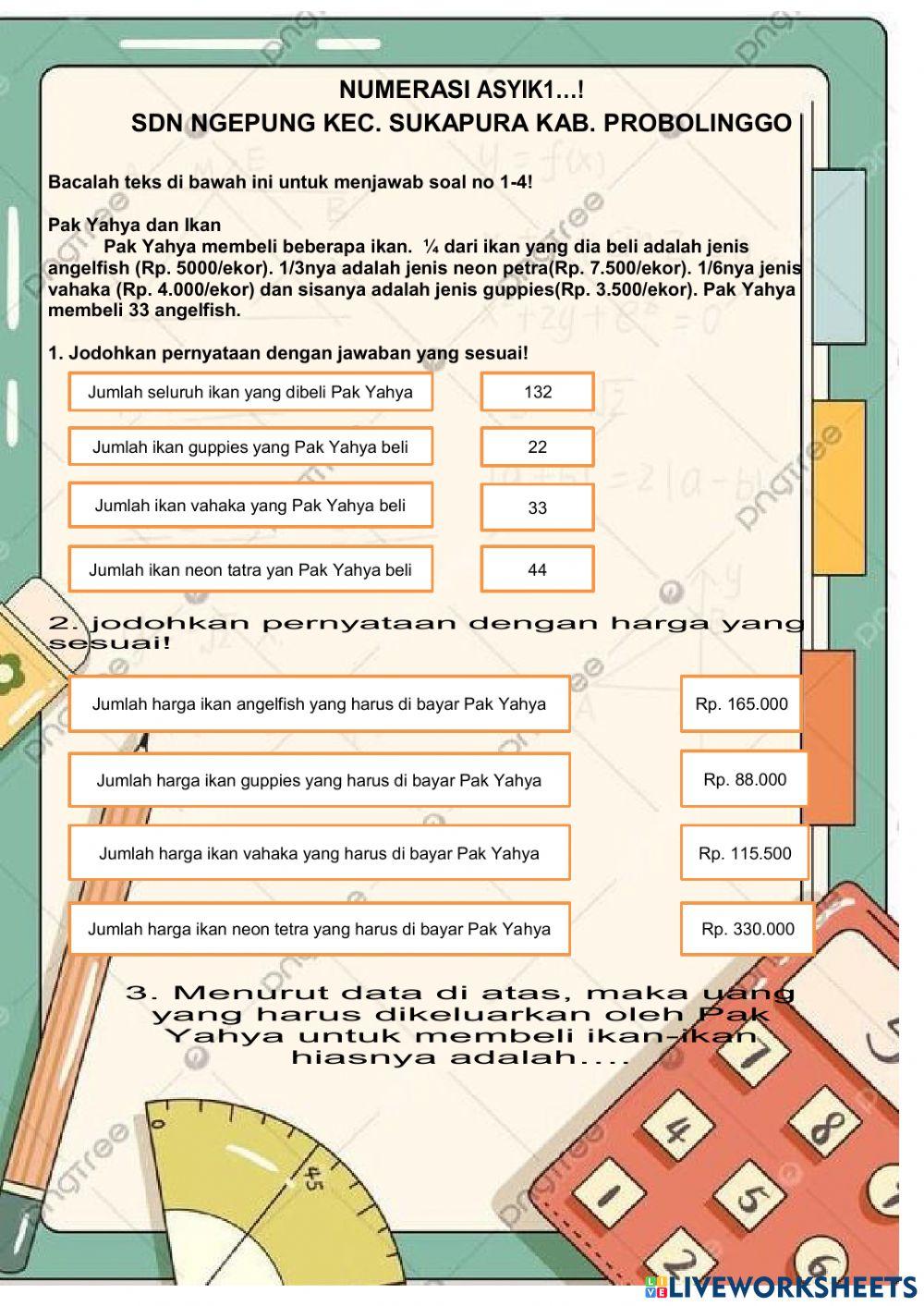 Numerasi 1 2139987 | lailicahyo | Live Worksheets