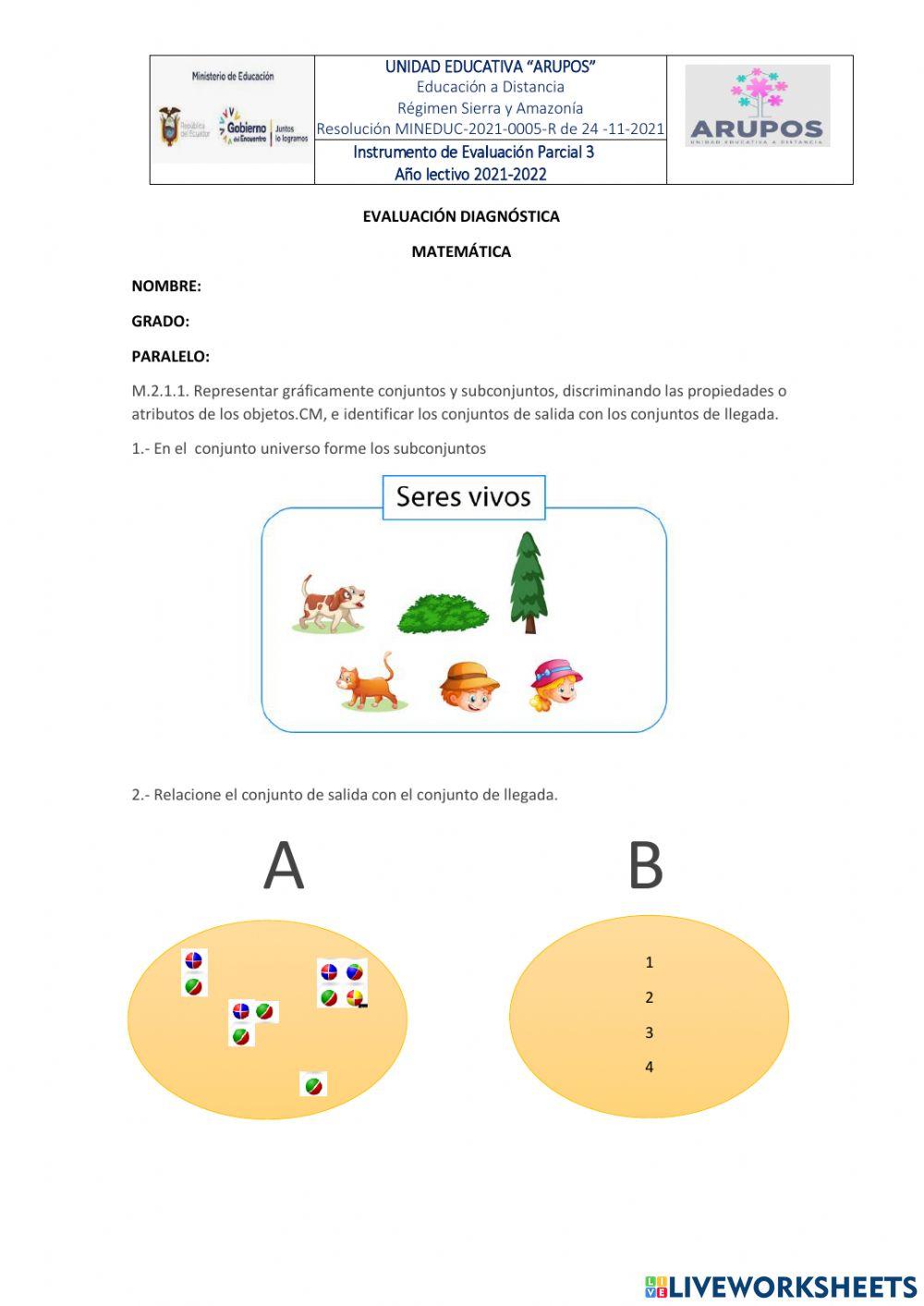 Evaluación Diagnostica online exercise for 3ro B | Live Worksheets