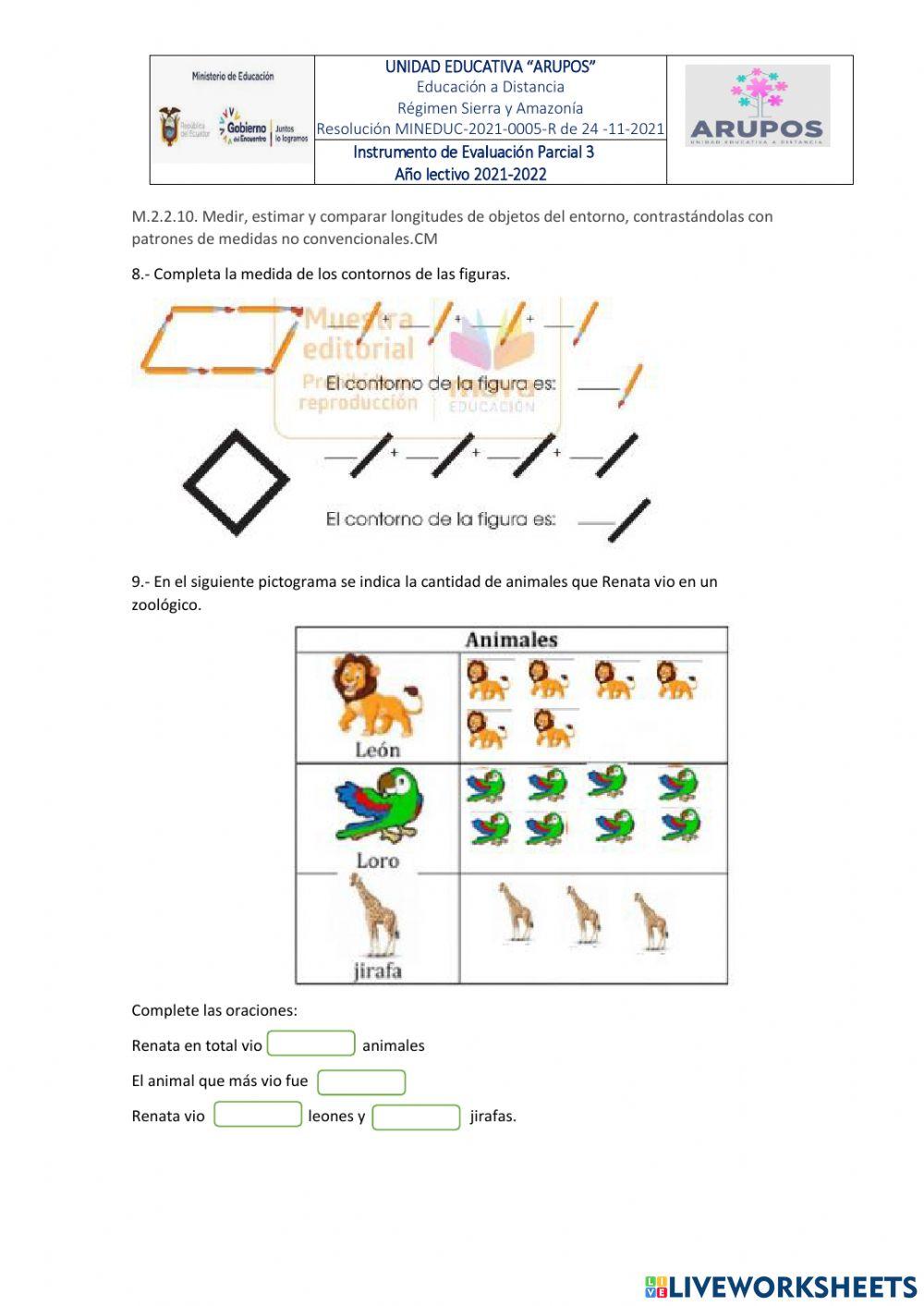Evaluación Diagnostica online exercise for 3ro B | Live Worksheets