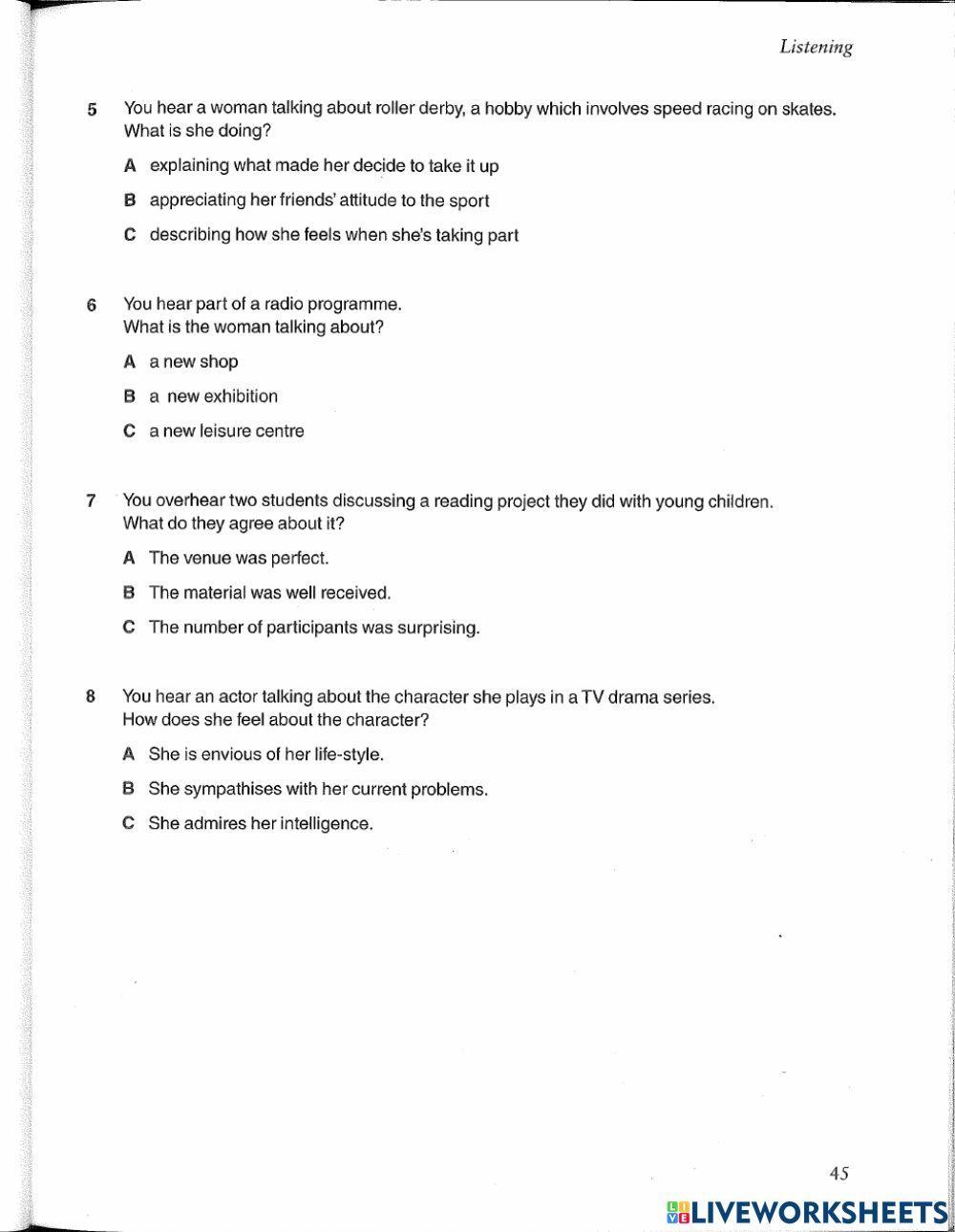 B2 Listening Mo… | Free Interactive Worksheets | 2140206