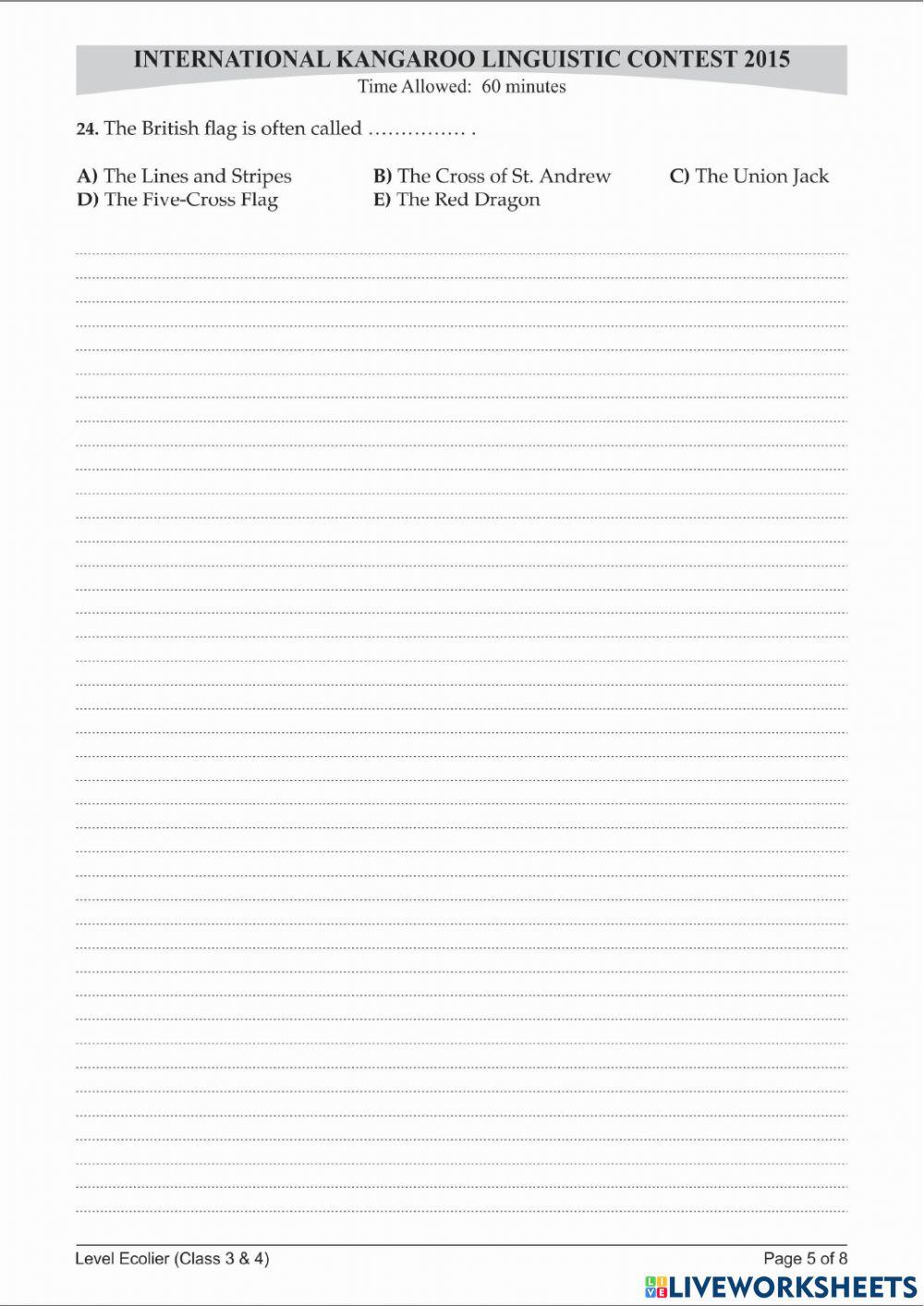 IKLC 2022 (Selection Test) online exercise for | Live Worksheets