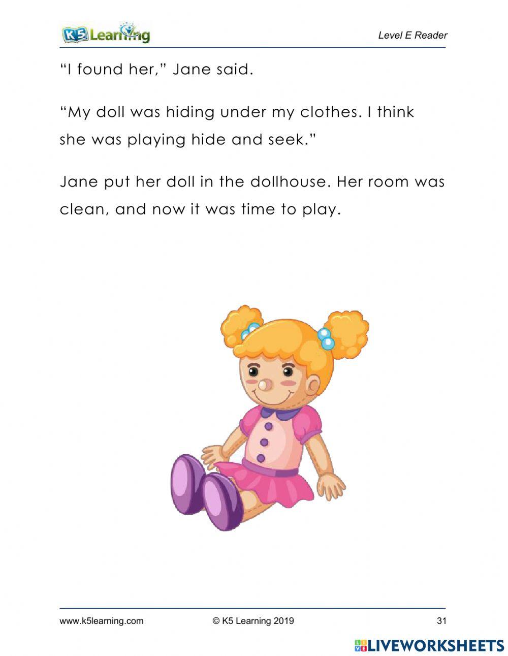 The Missing Doll | Free Interactive Worksheets | 2430541