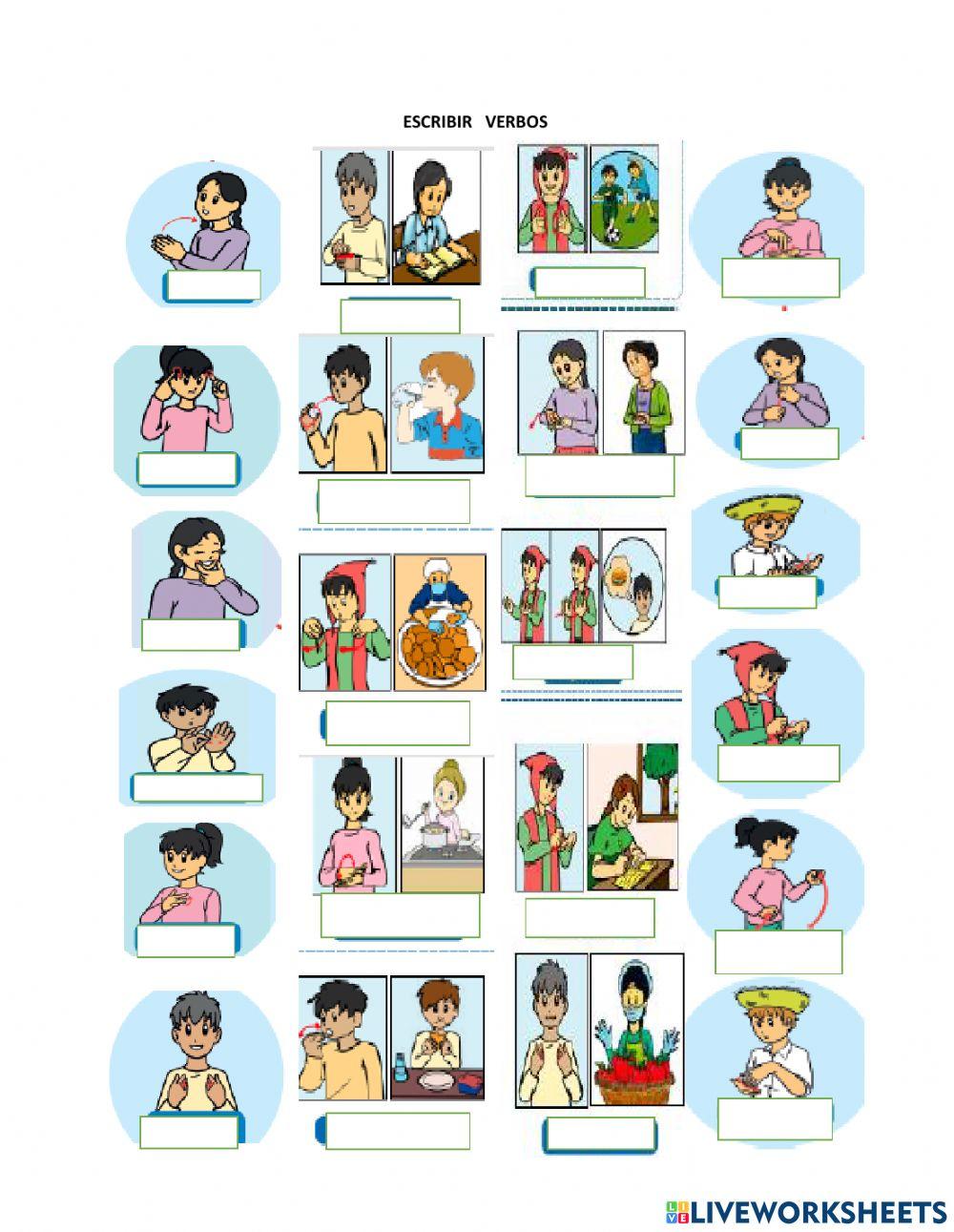 Verbos de contexto worksheet | Live Worksheets