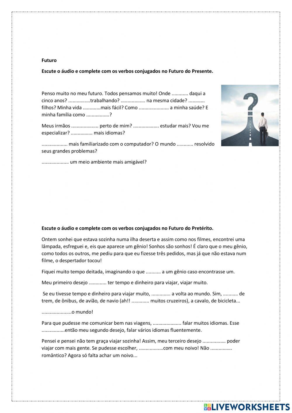 Futuro do Presente e do Pretério online exercise for | Live Worksheets