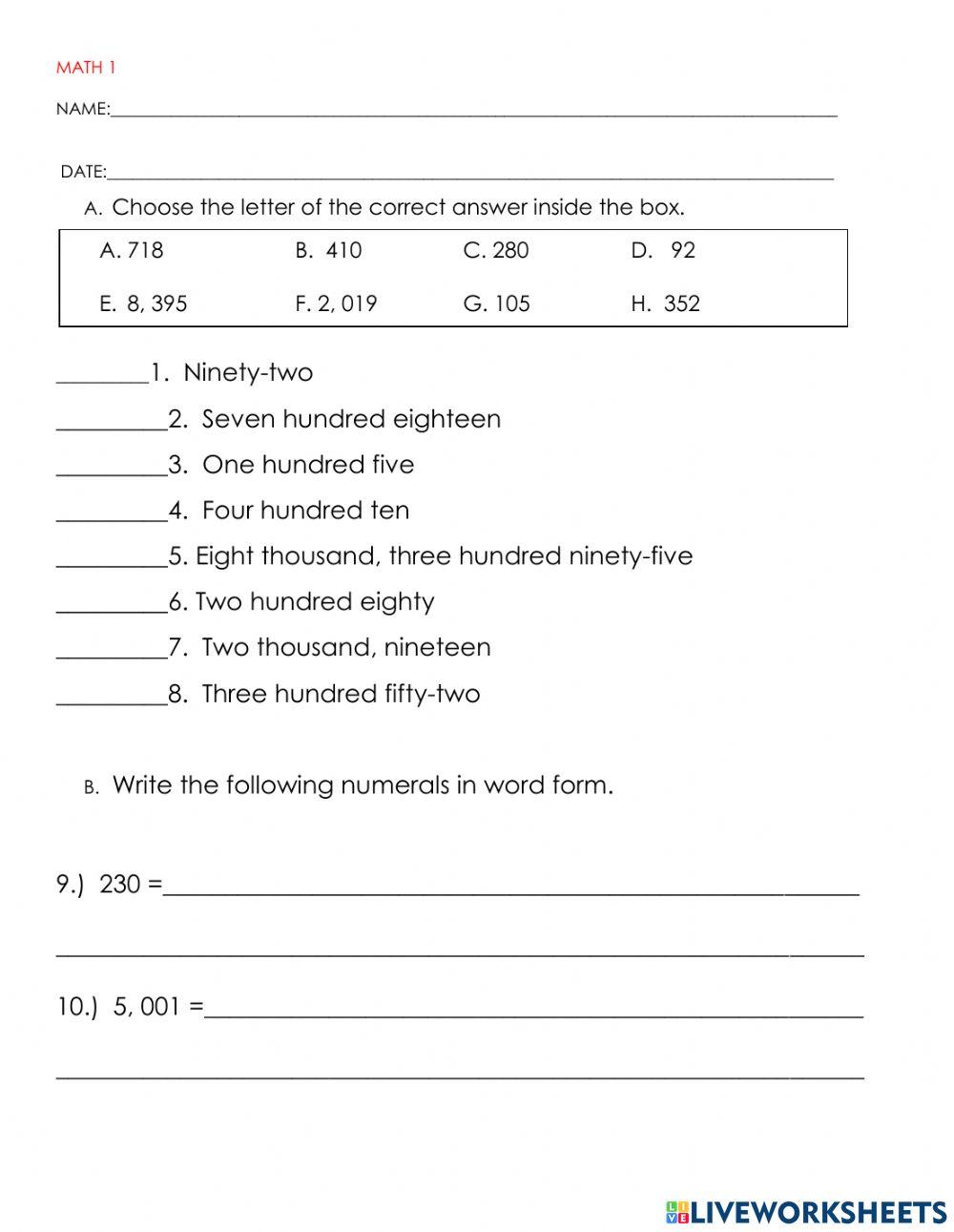 Reading Writing Numbers Worksheet Live Worksheets reading-writing-numbers-worksheet-live-worksheets