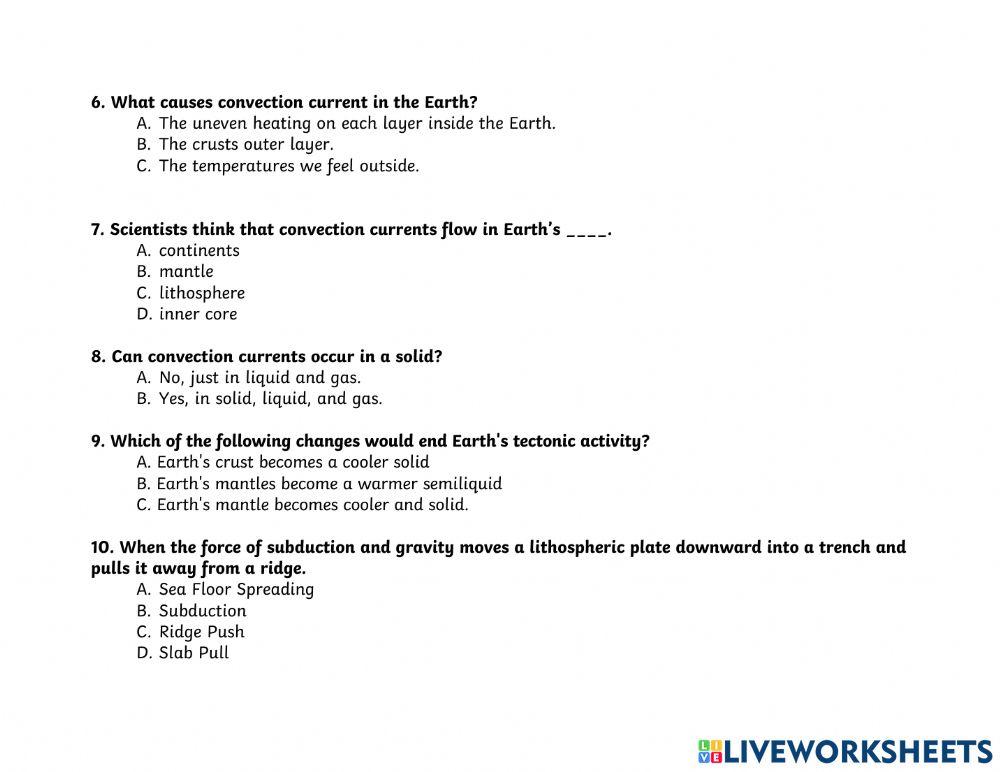 Causes of Plate… | Free Interactive Worksheets | 2140596
