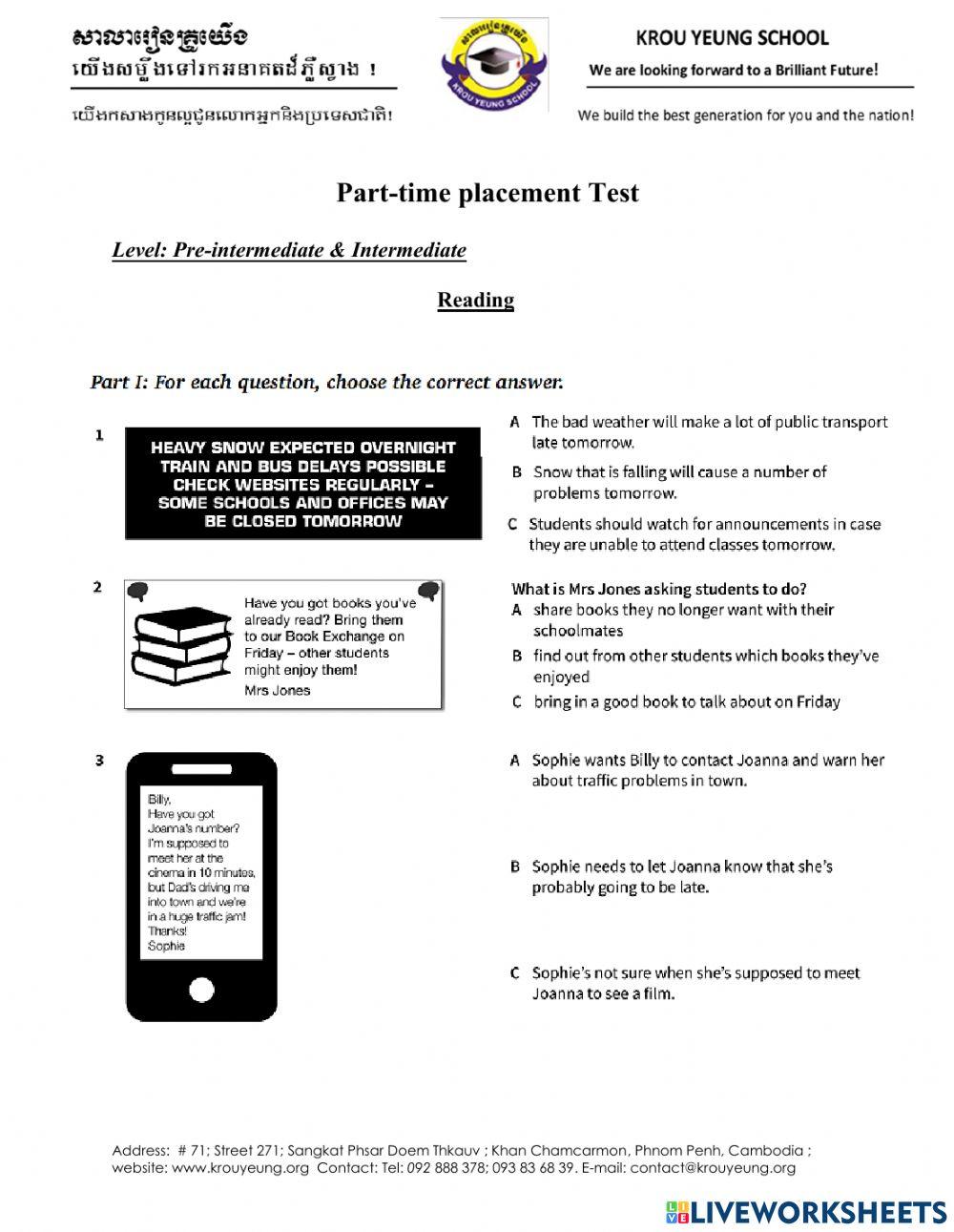 Reading secondary worksheet | Live Worksheets