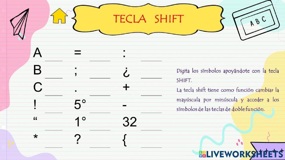 Tecla shift | Free Interactive Worksheets | 2141071