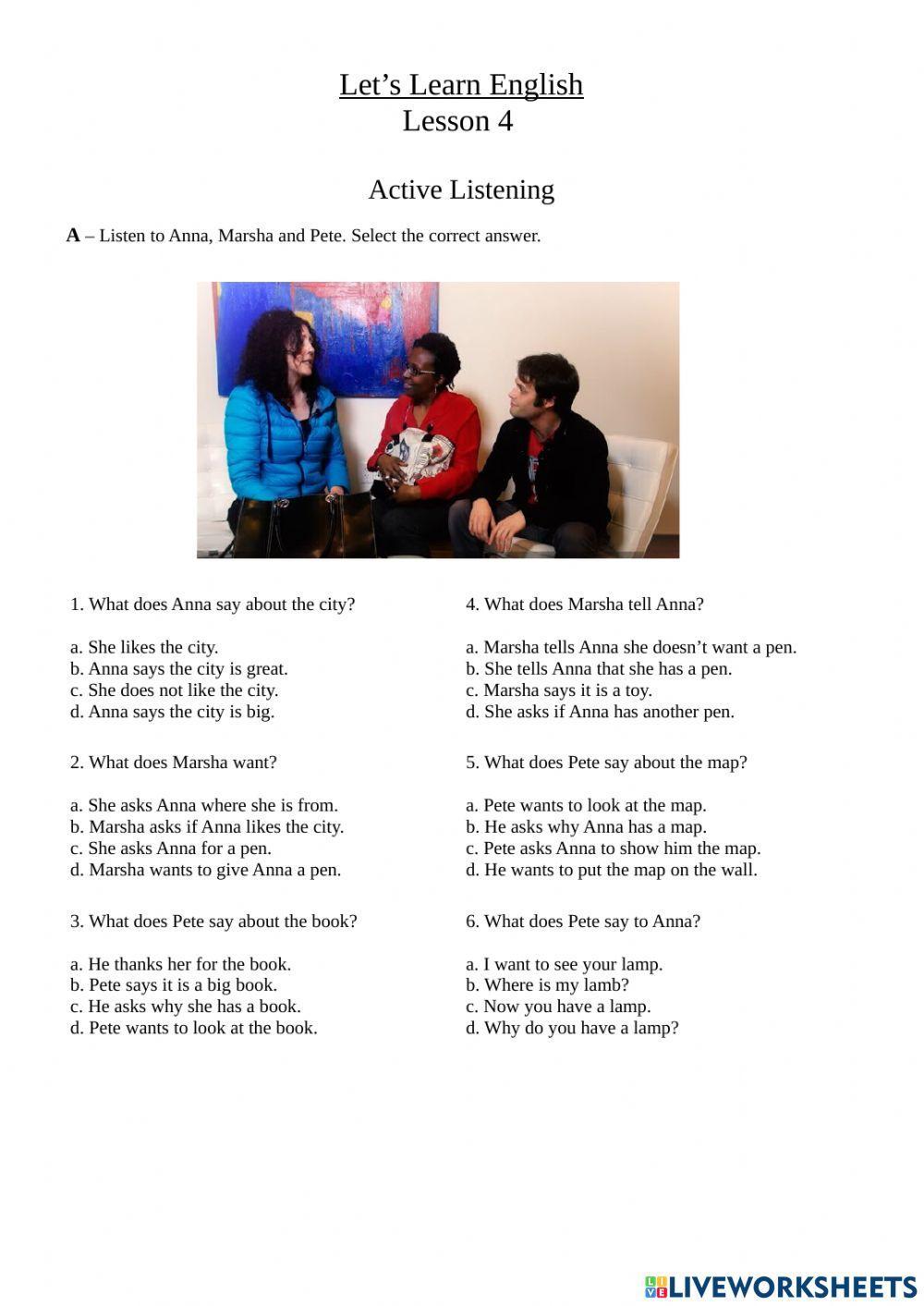 LLE ActList 4 worksheet | Live Worksheets