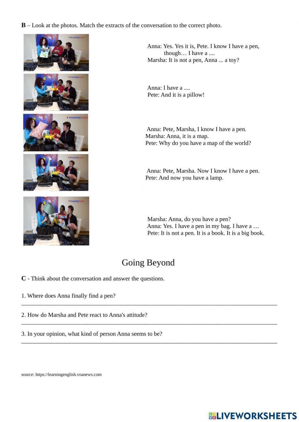 LLE ActList 4 worksheet | Live Worksheets