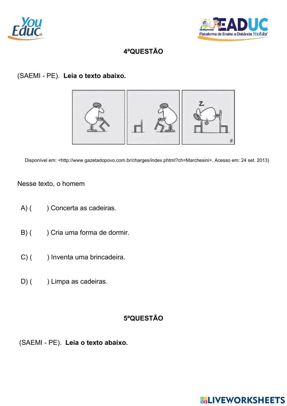Português online exercise for 5ºano | Live Worksheets