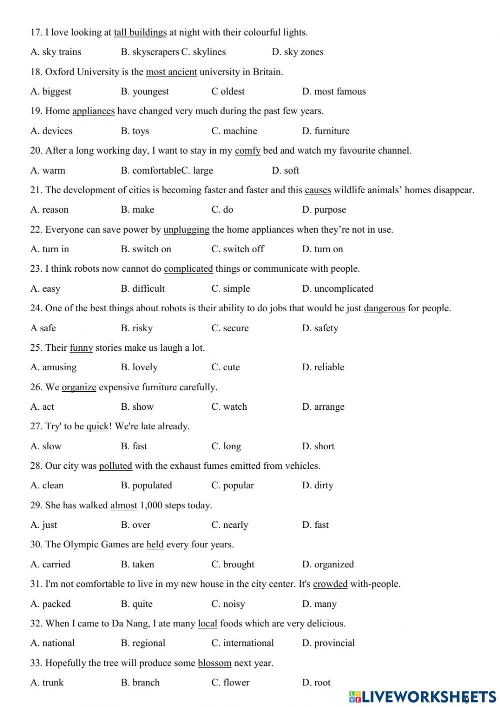 Test 19 - English worksheet | Live Worksheets