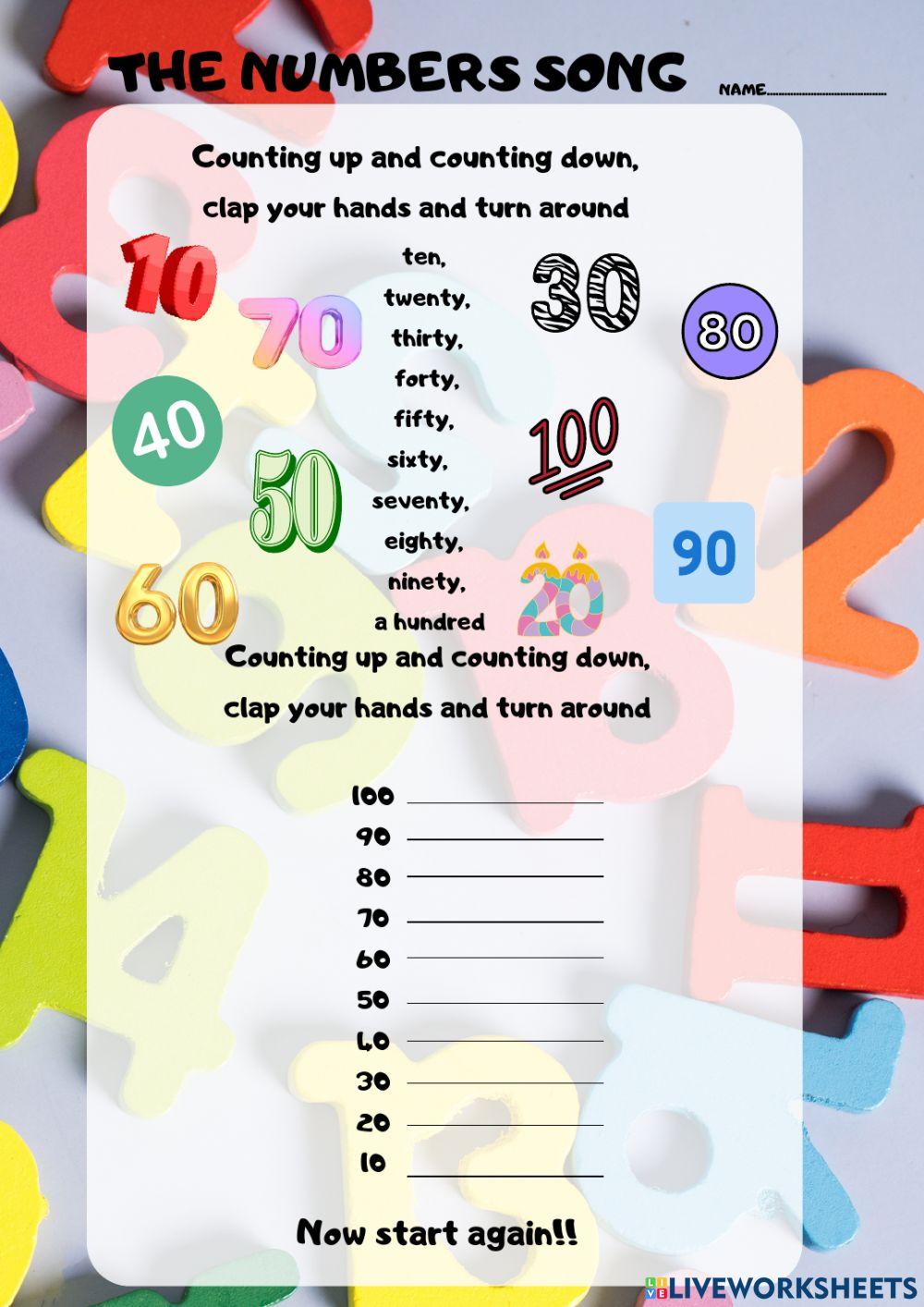 The numbers song online exercise for | Live Worksheets