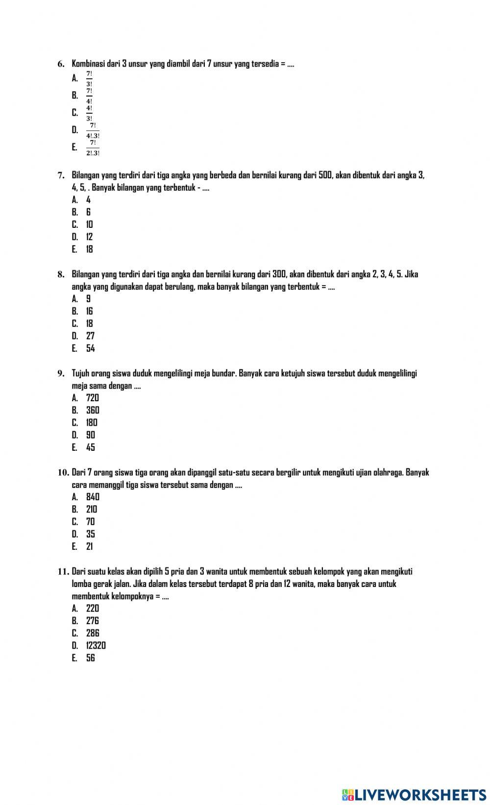 Peluang 1 worksheet | Live Worksheets