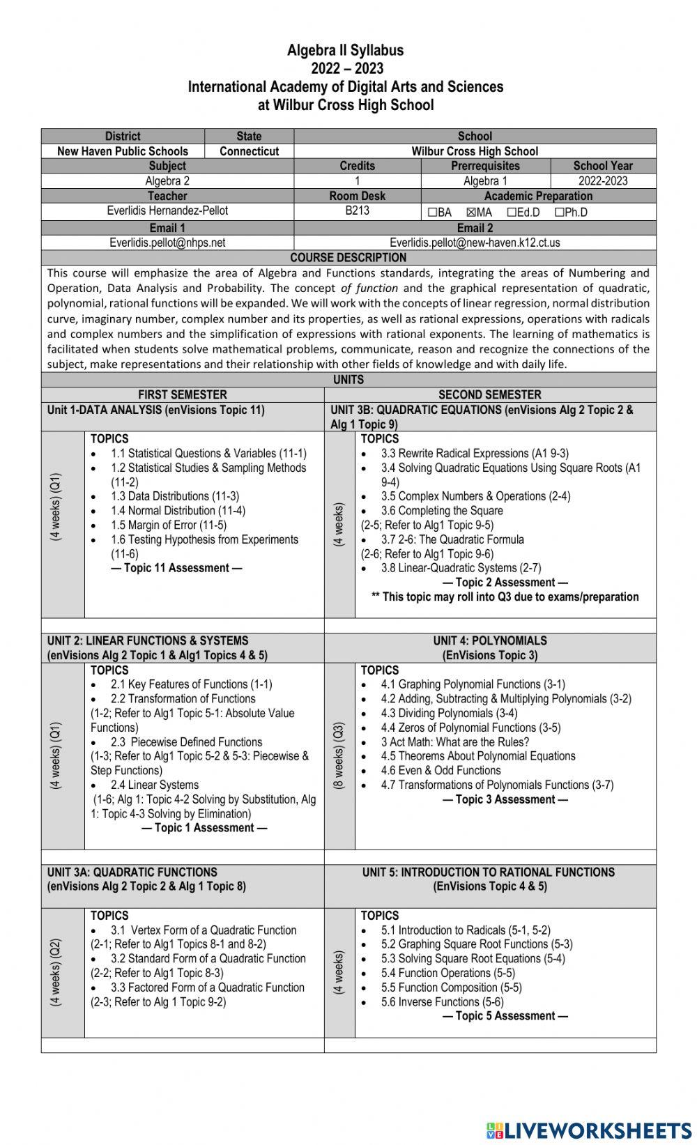 WCA2 Syllabus | Free Interactive Worksheets | 5355753