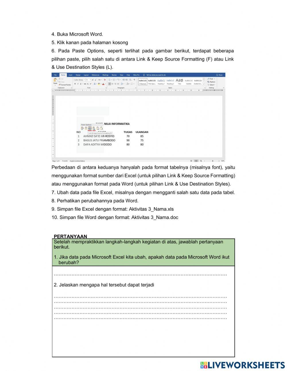 Informatika x - BAB 3 Integrasi Aplikasi Perkantoran online exercise ...