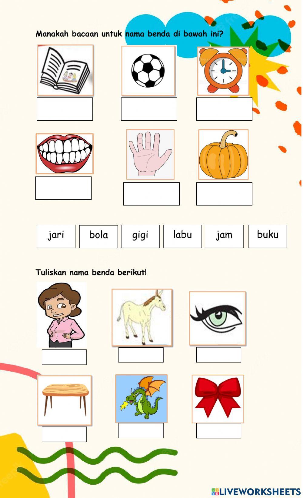 Nama benda | Free Interactive Worksheets | 2143096