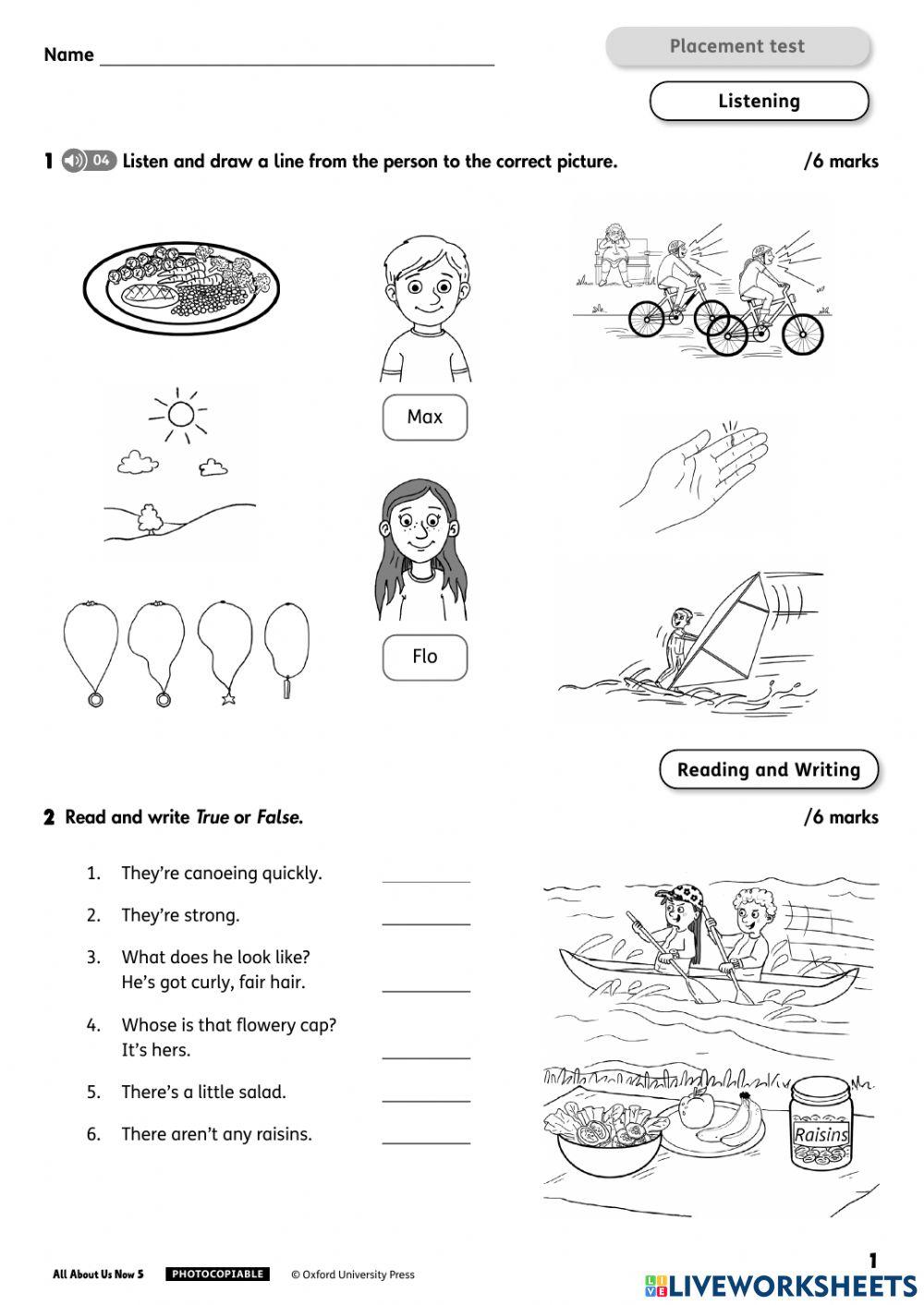 Initial evaluation 5th grade worksheet | Live Worksheets