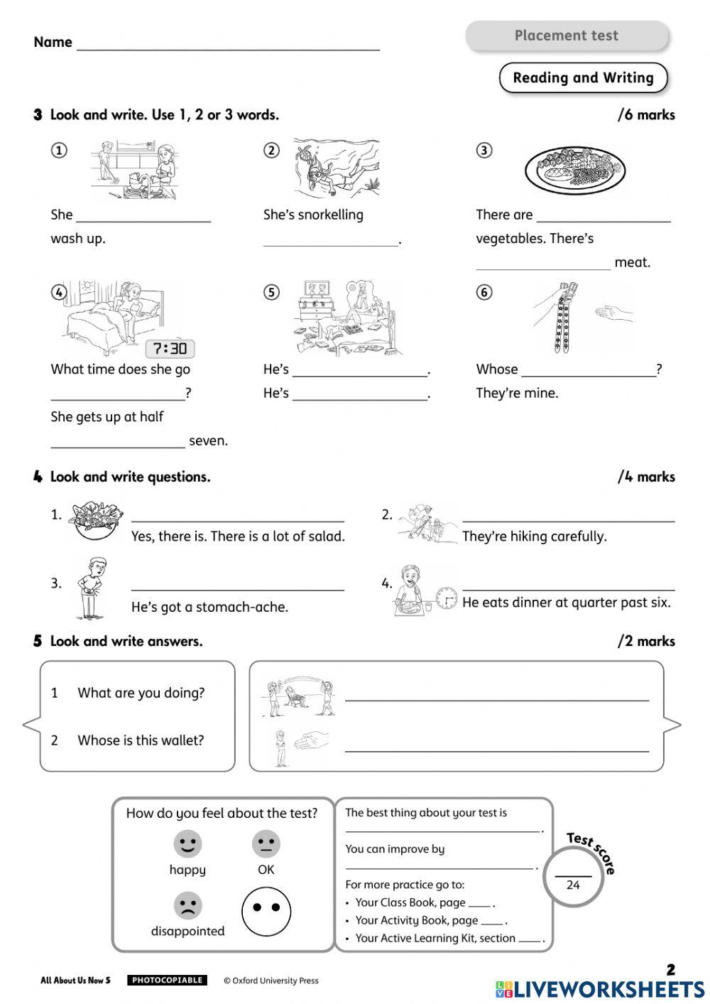 Initial evaluation 5th grade worksheet | Live Worksheets