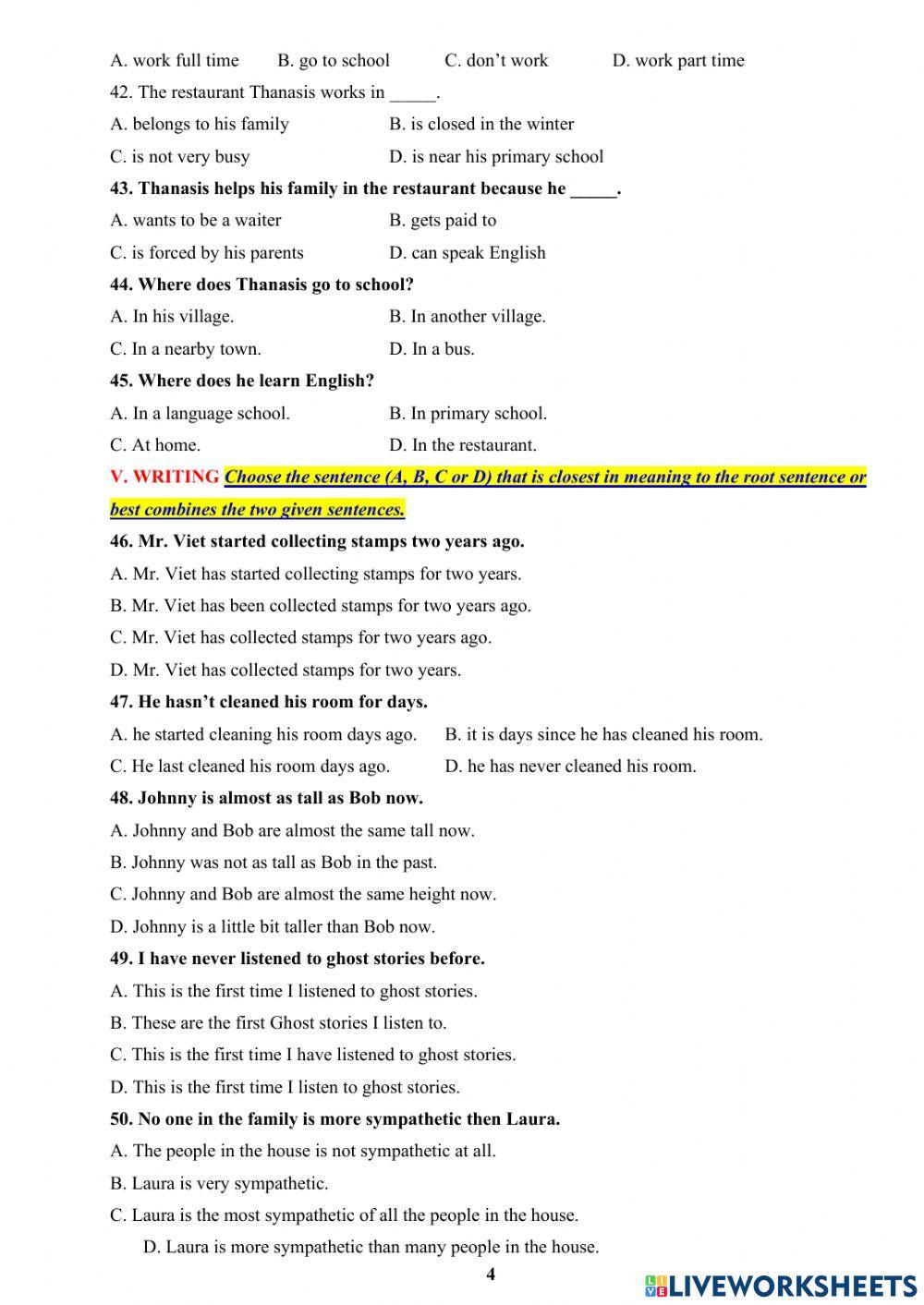 G7-review u3 gk1 tn 50c worksheet | Live Worksheets