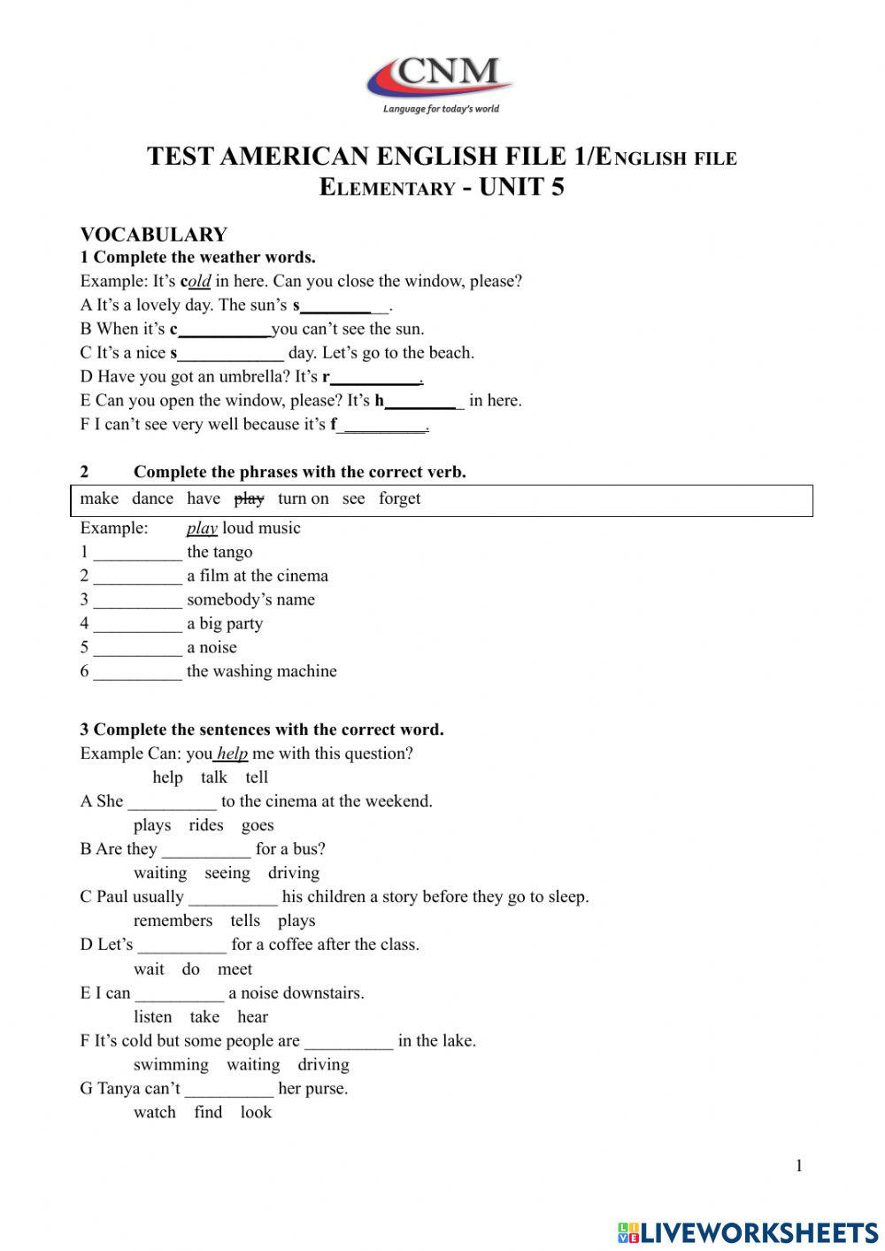 Test English Fi… | Free Interactive Worksheets | 6900584
