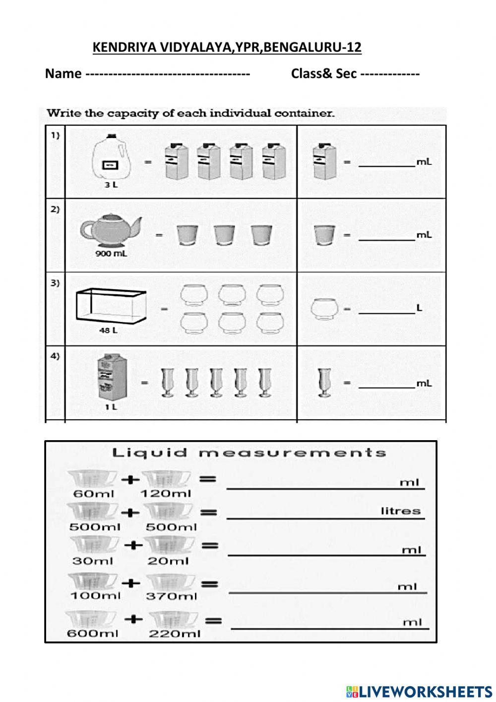 Jugs and mugs | Free Interactive Worksheets | 2143842