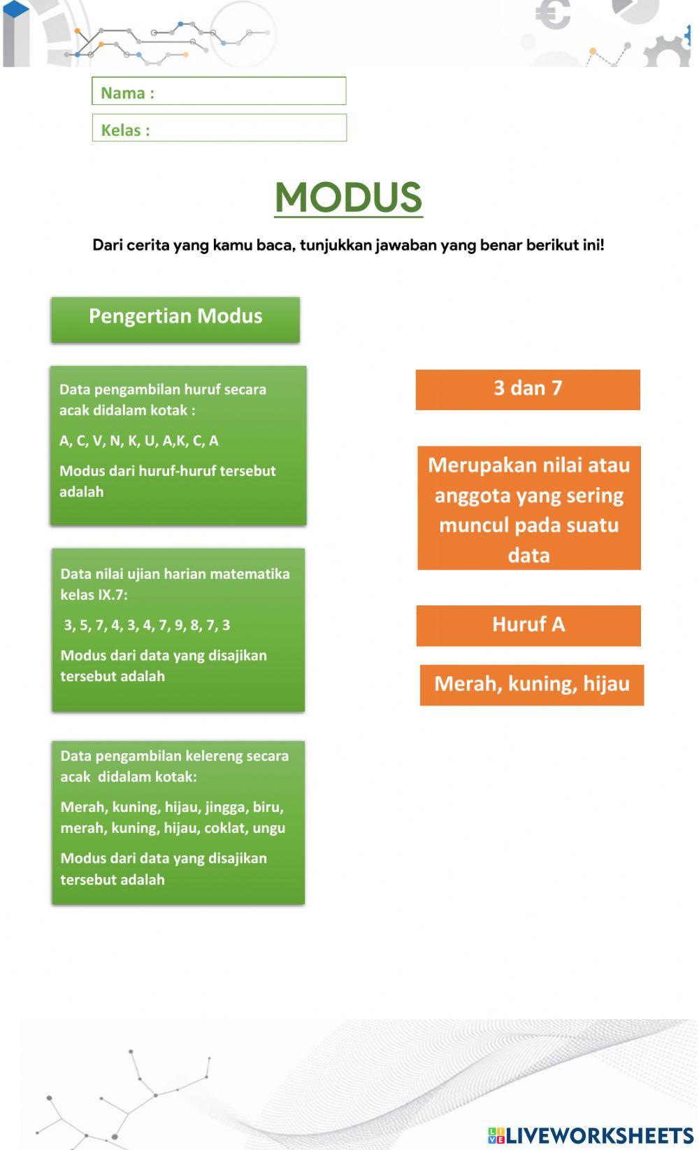 subbab 3 modus 1521 | JANNA ALVINA | Live Worksheets