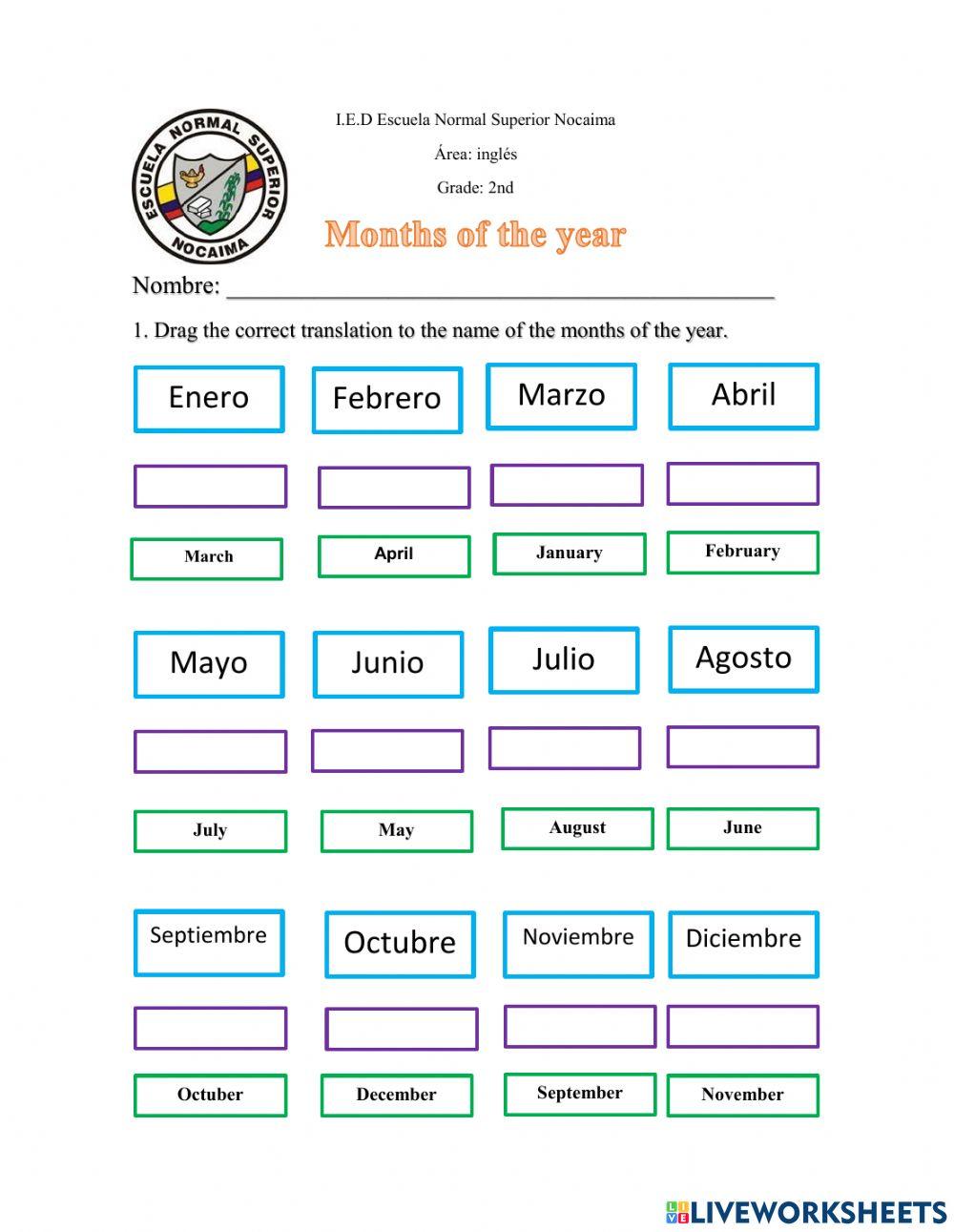 Months of the year online exercise for Grade 2 | Live Worksheets